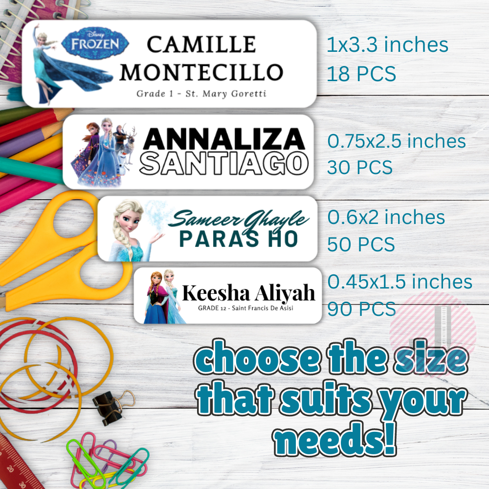 FROZEN ELSA Design Waterproof Daycare Labels, Preschool Labels, Name ...
