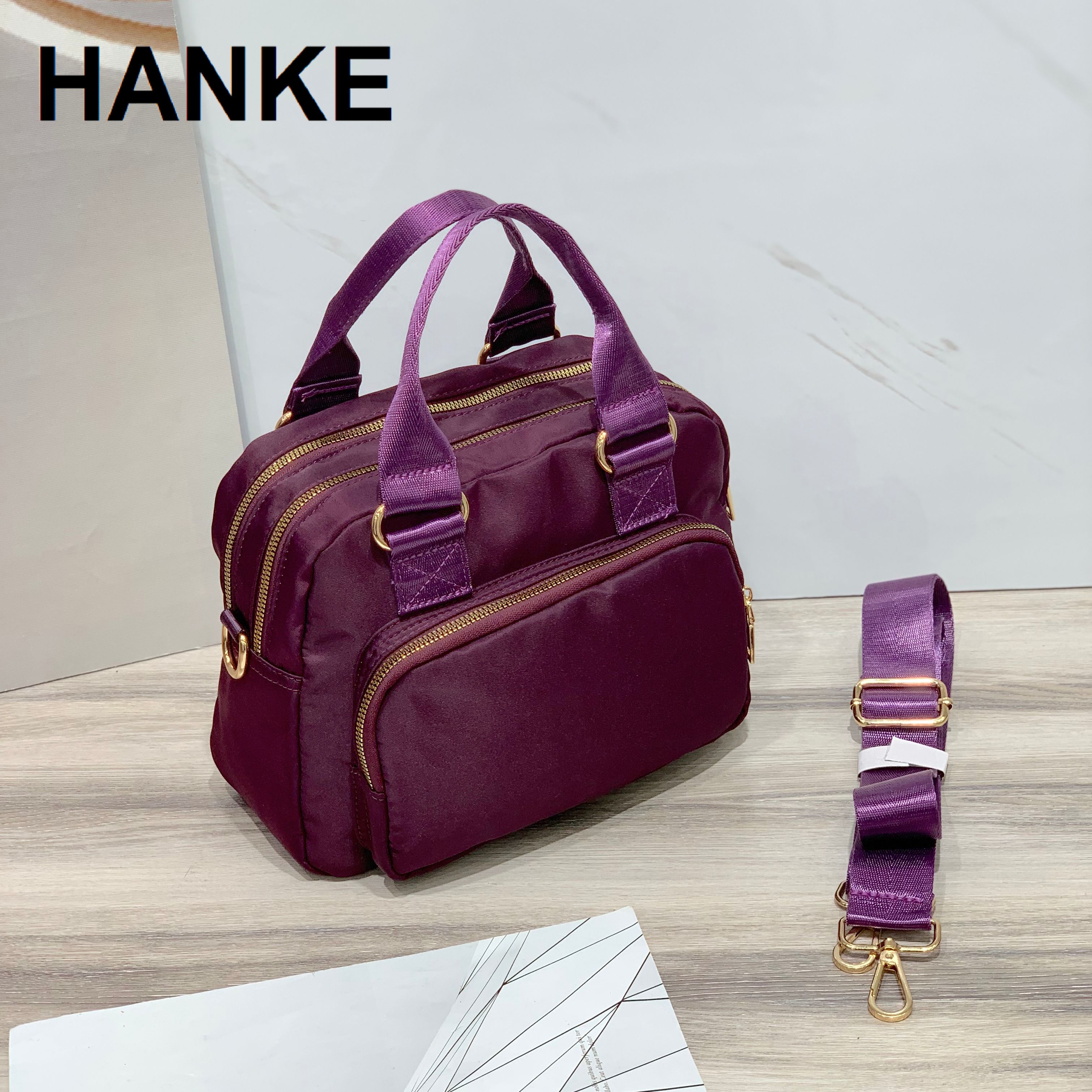 HANKE Small Multi Pockets Handbag, Casual Nylon Crossbody Bag, Portable ...