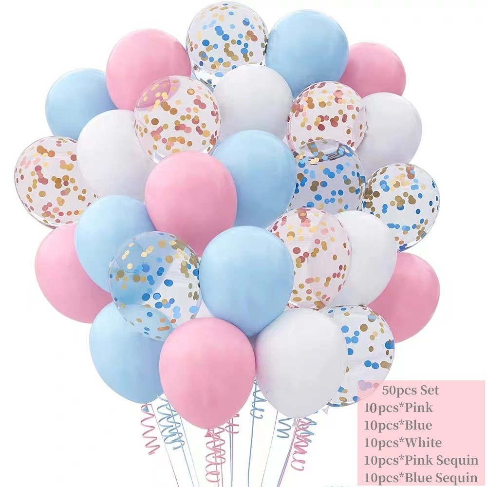 35pcs Balloons Set Blue Pink Theme Gender Reveal Party Decorations Baby ...