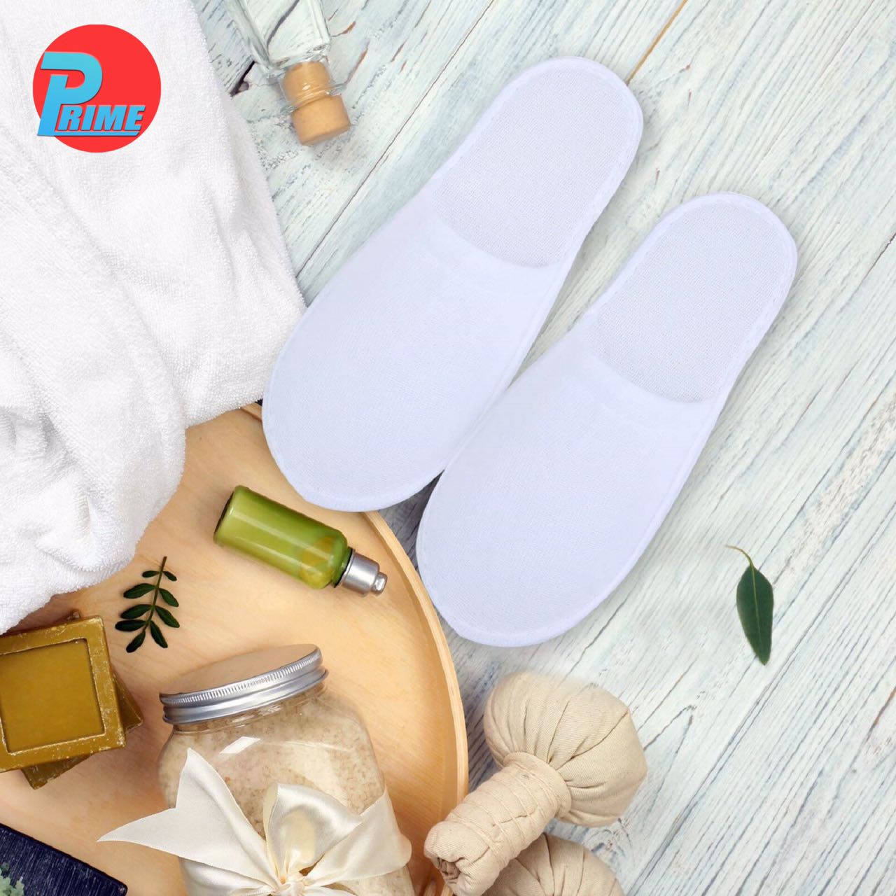 PRIME.AZ Towelling Open Closed Toe Hotel Slipper Spa Shoes Disposable ...