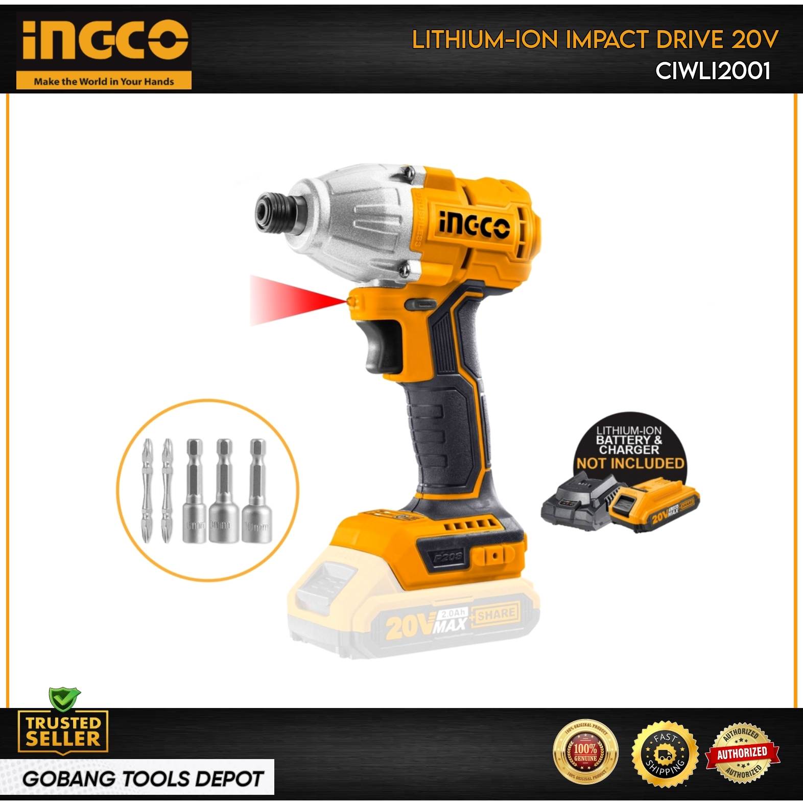 INGCO Cordless Impact Drive Brushless Motor 20V CIRLI2002 | Lazada PH