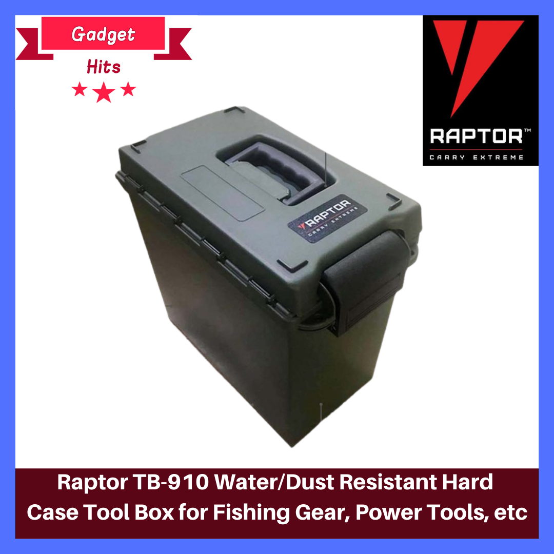 Raptor TB-910 Water/Dust Resistant Hard Case Tool Box for Fishing Gear ...