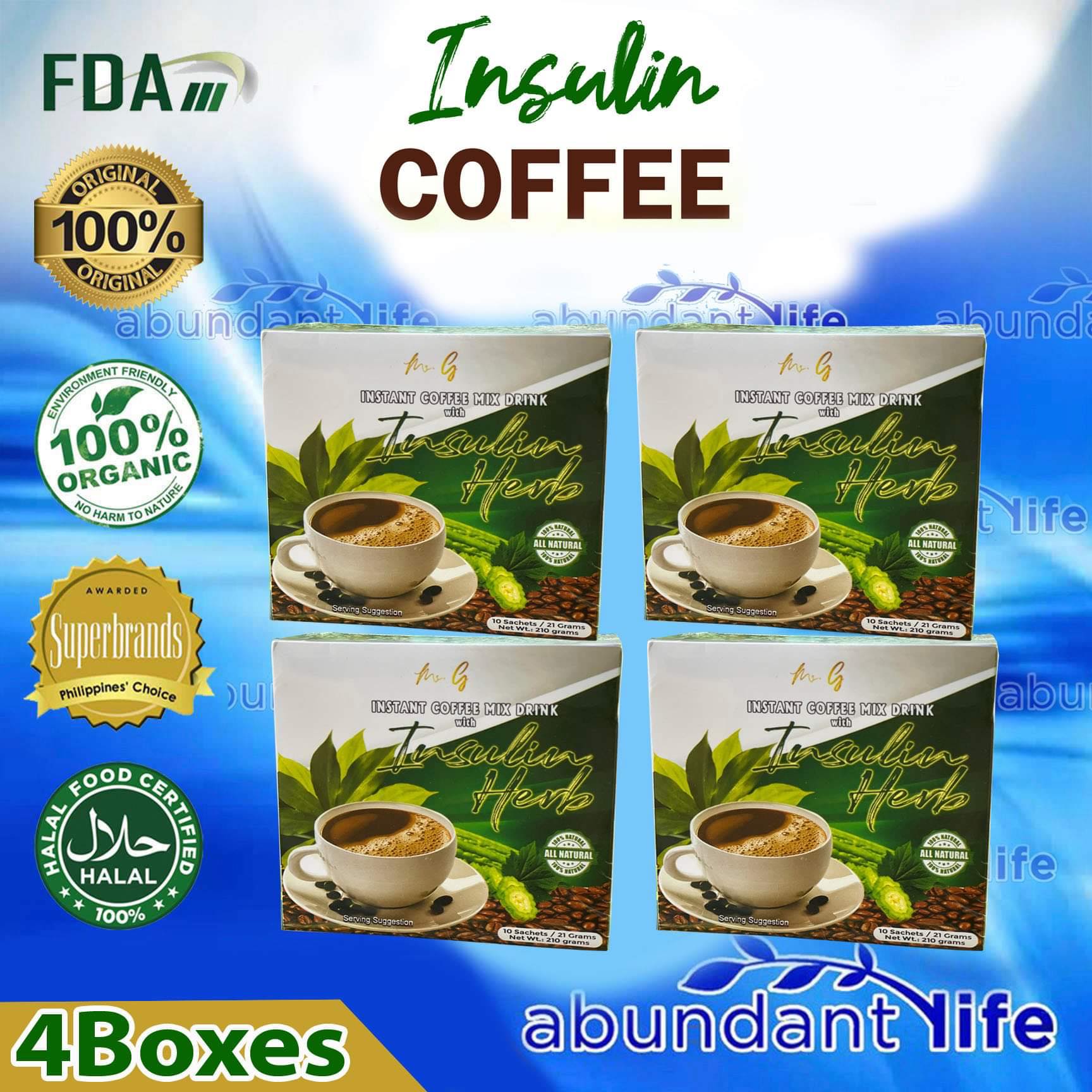 4 Box Insulin Coffee 100% Natural 10 sachet perbox BEST SELLER 100% ...