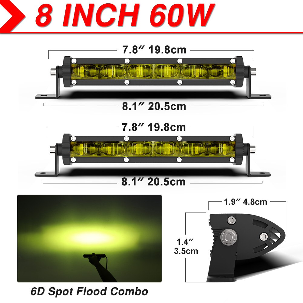 NAOEVO 6D Strip LED Light Bar 60W 120W 180W DRL Fog Running Led Work Light 4x4 Off Road 6D Led ...