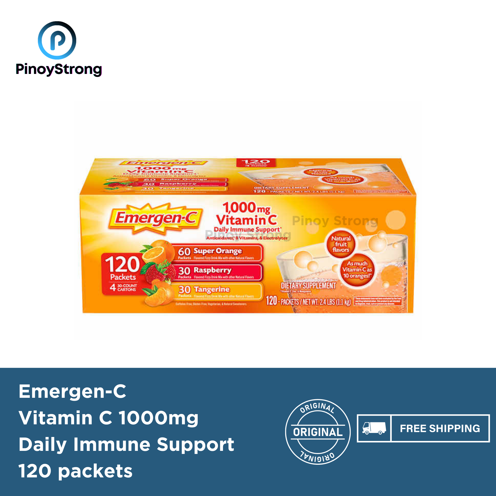 Emergen-C Vitamin C 1,000 mg. Daily Immune Supoort Drink Mix, 120 ...