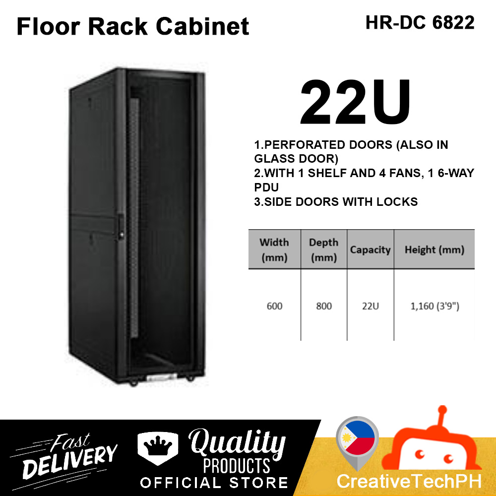 22U Hard Rack HR-DC 6822 Floor Rack Cabinet (Unassembled) Data Server ...