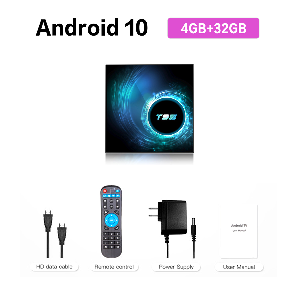 New T95 4GB+128GB Android 10 Bluetooh And Wifi Smart Tv Android Box ...