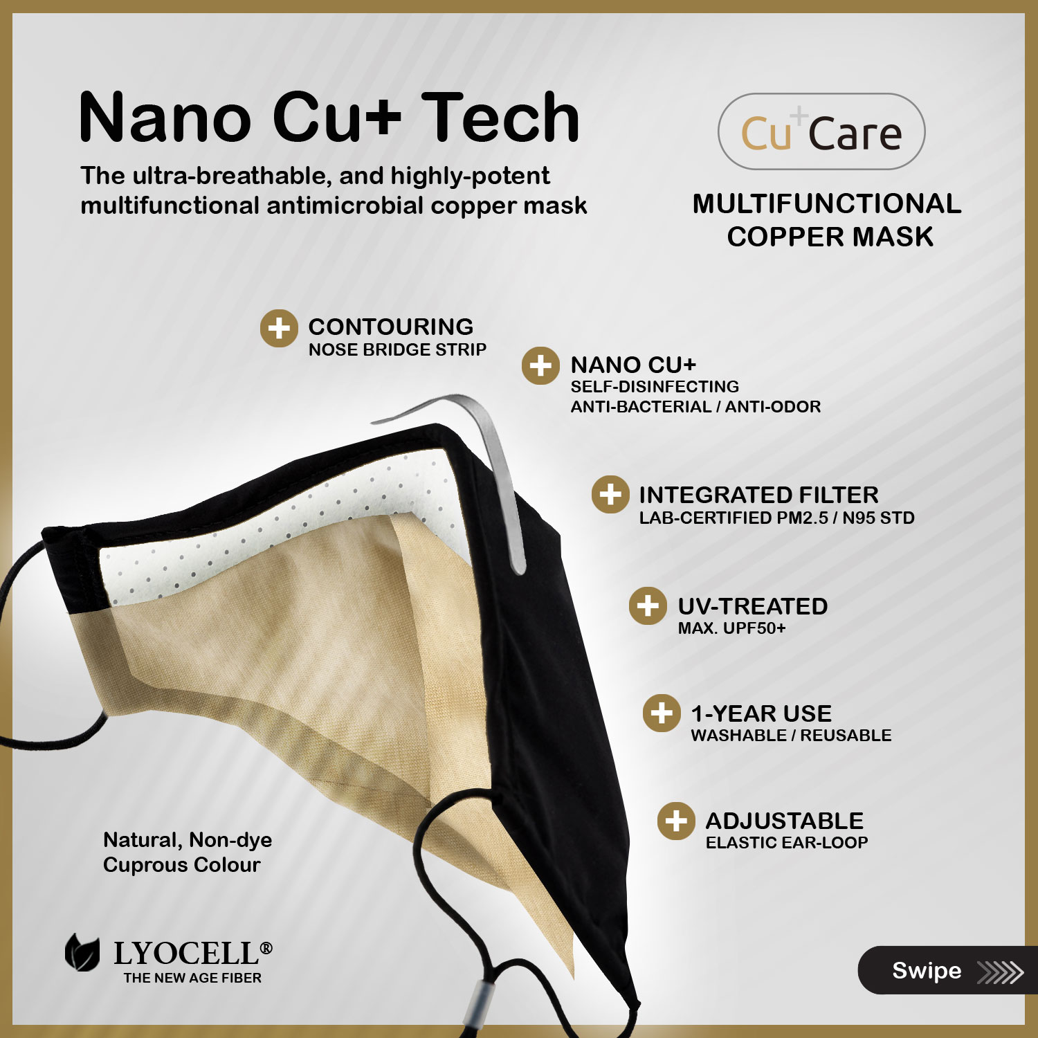 Cu+Care Multifunction Antimicrobial Copper Mask | Lazada PH