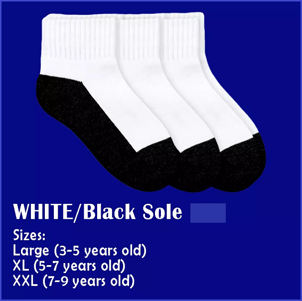 Ecaf.shop 3Pairs School Socks White Base Black Bottom Socks for Kids ...