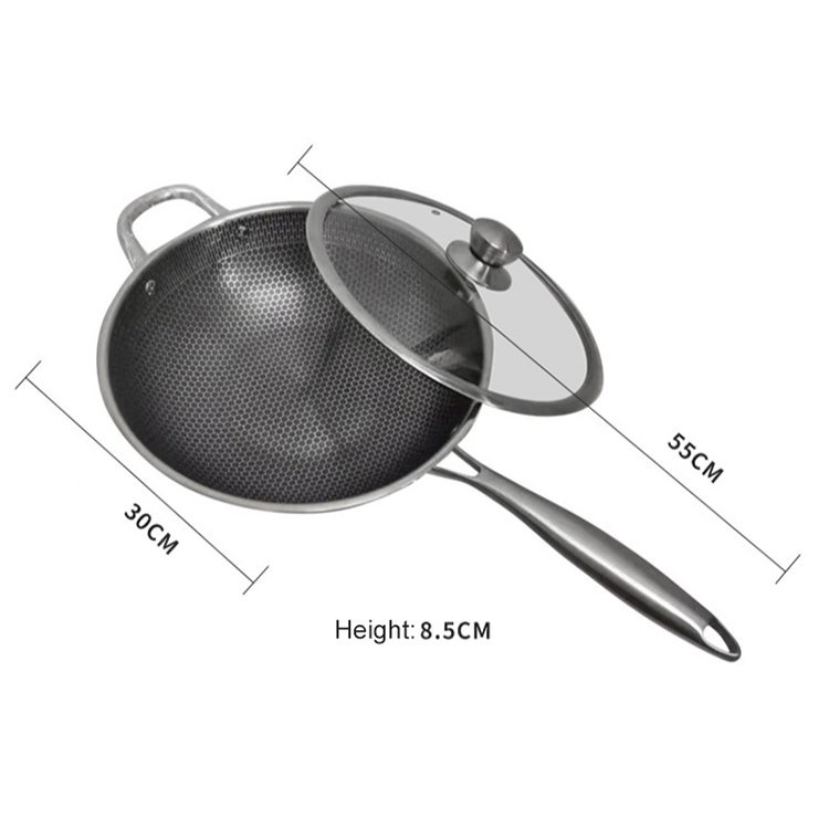 Gorich Composite steel double-sided honeycomb non-stick wok Cooking Pot ...