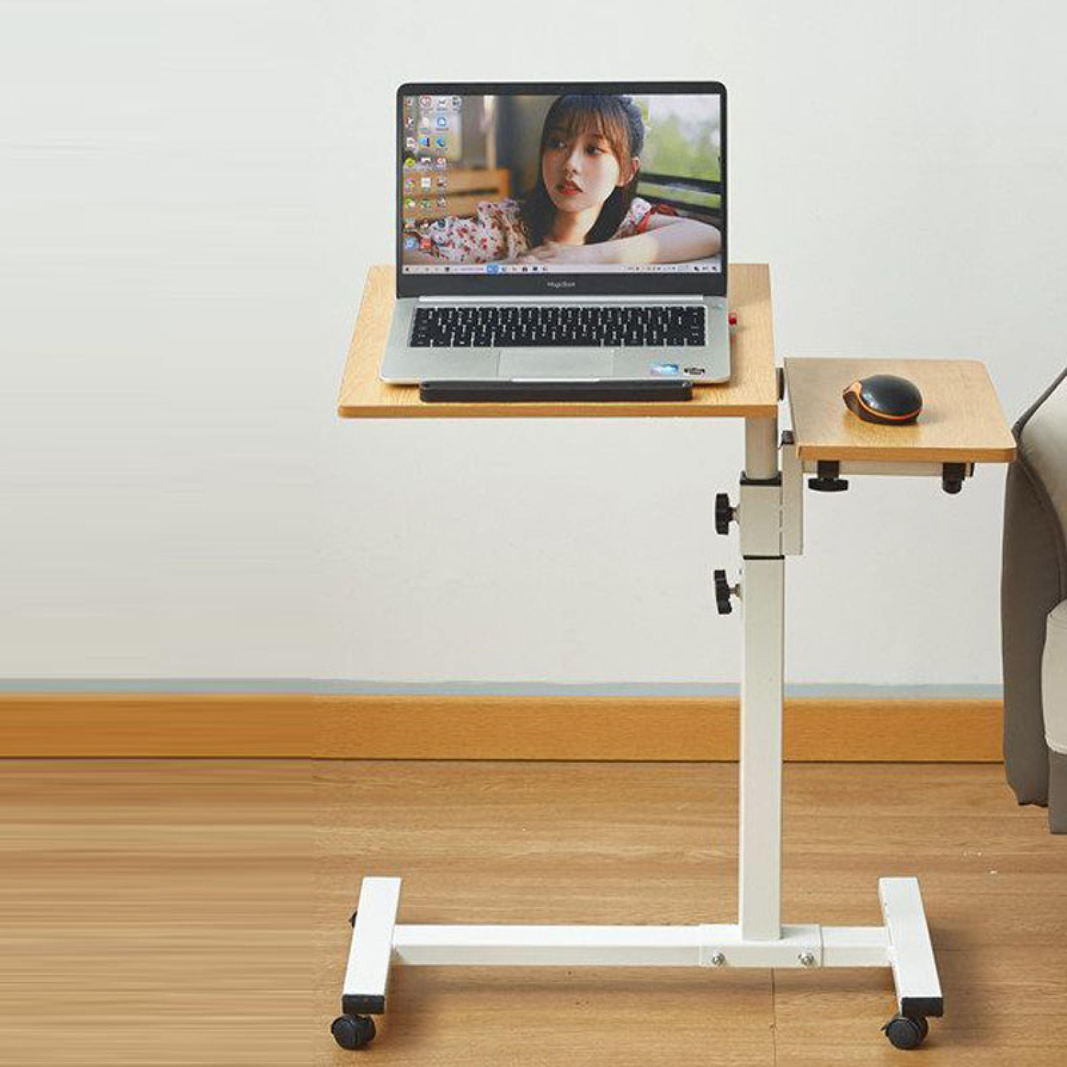 Upgraded version folding mobile bedside table side bedside table with 4 ...