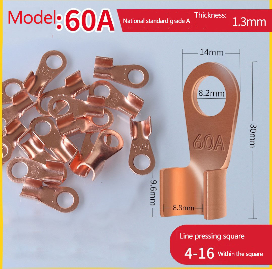 Pure copper ring Lug Terminals OT10 20 30 40 50 60 80 100 to 500A Wire ...