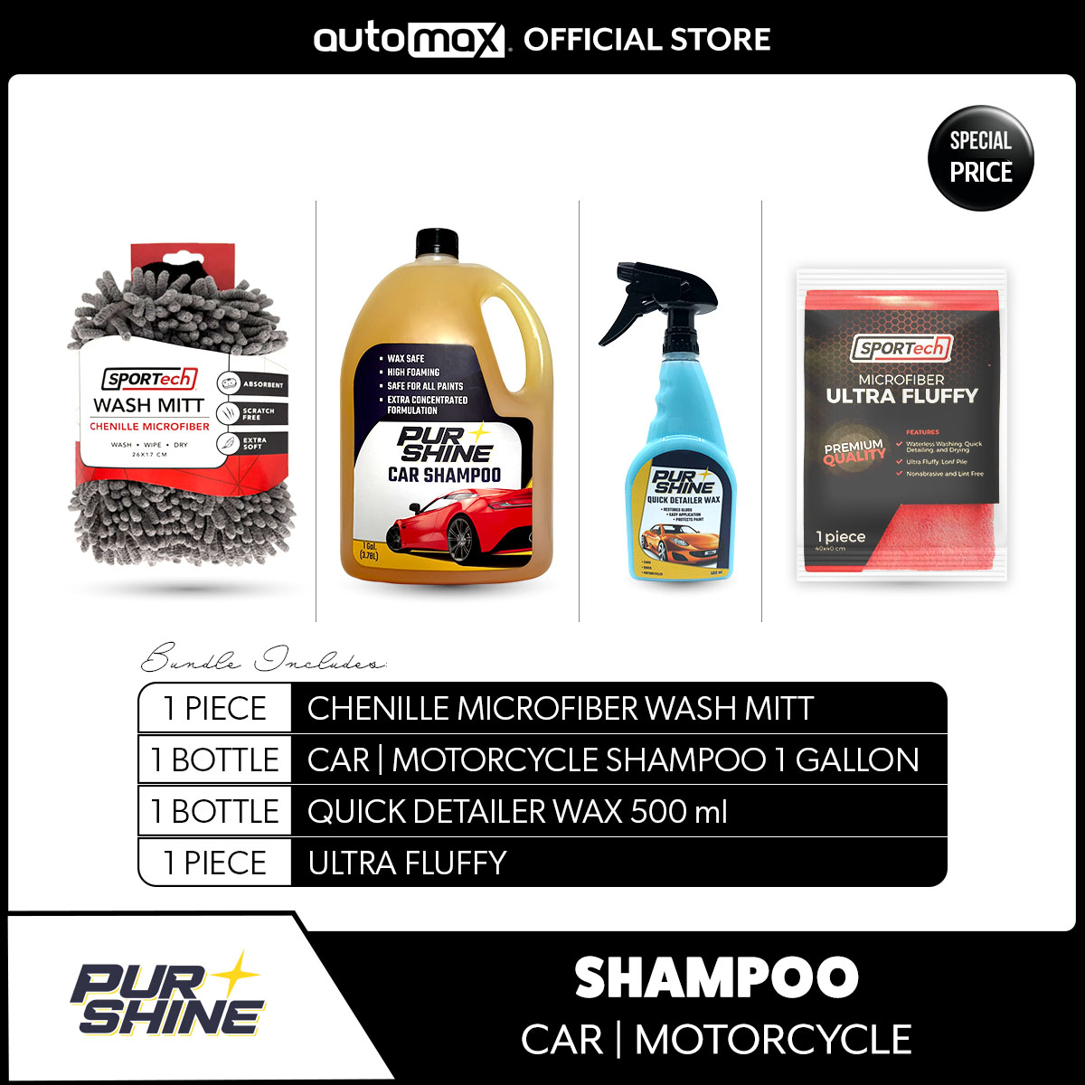 PurShine Car | Motorcycle Shampoo - 1 Liter | 1 Gallon | Lazada PH