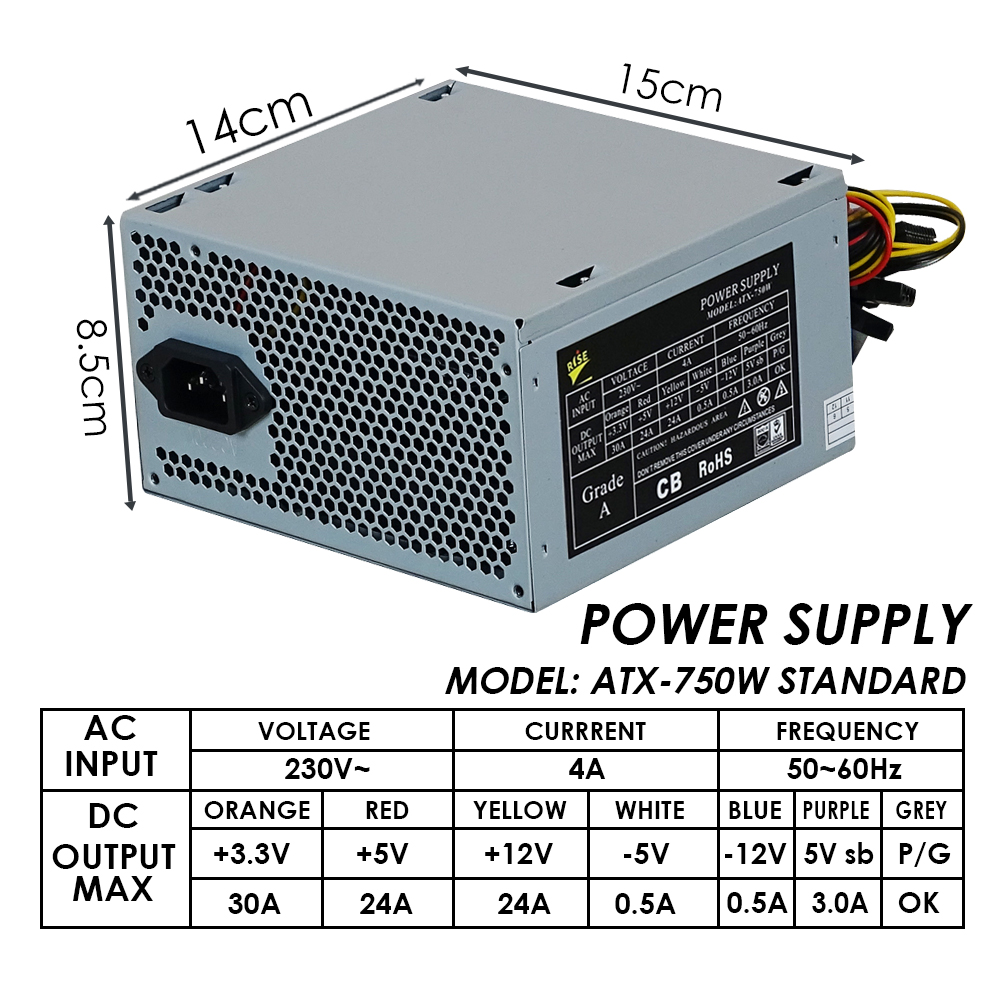 PROVISION PC power supply Rise ATX Power supply for PC Standard Power ...