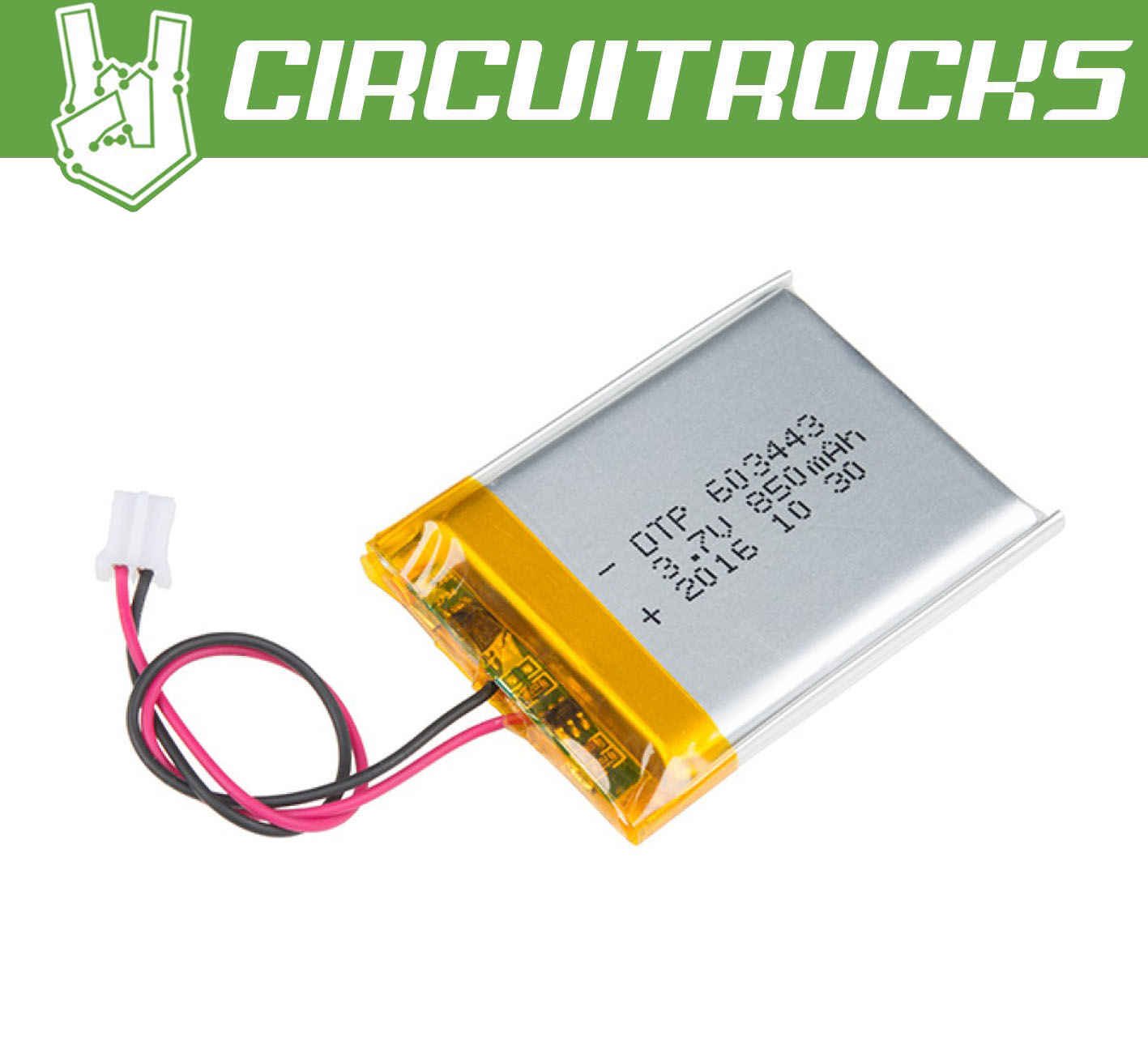 Circuitrocks Lithium Ion Battery 850mAh For a Standard 2Pin JST-PH ...