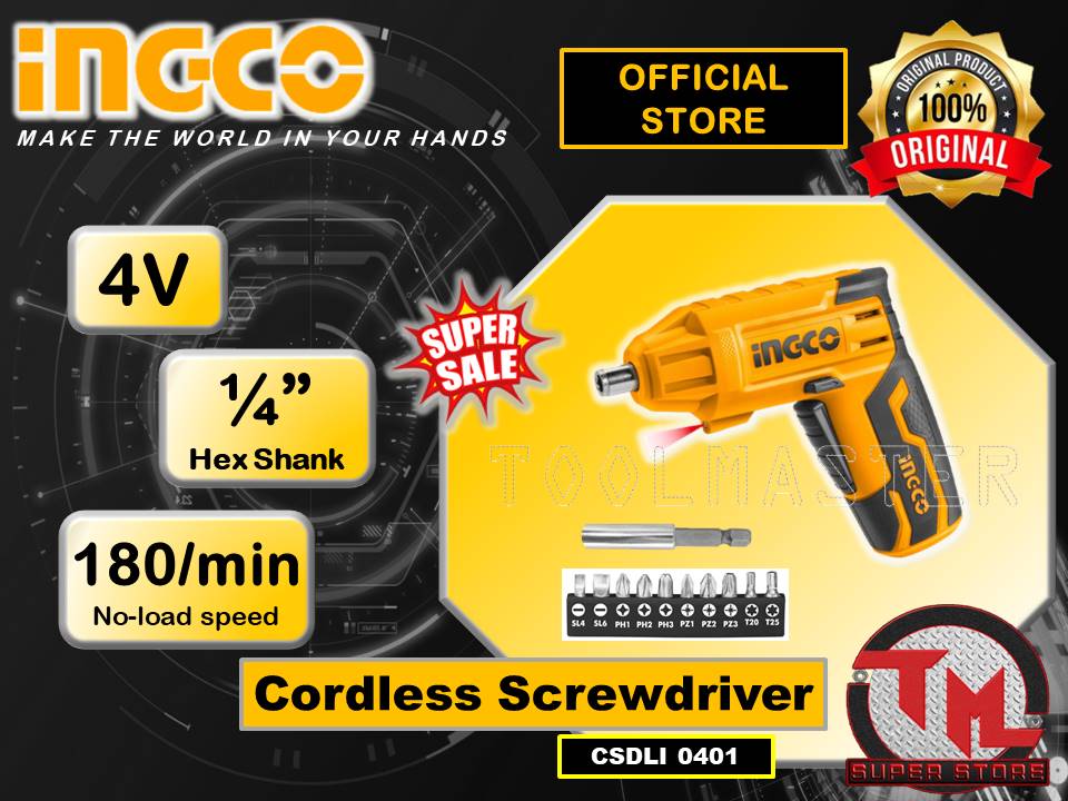 INGCO Cordless Screwdriver CSDLI 0402 • Tm ss | Lazada PH