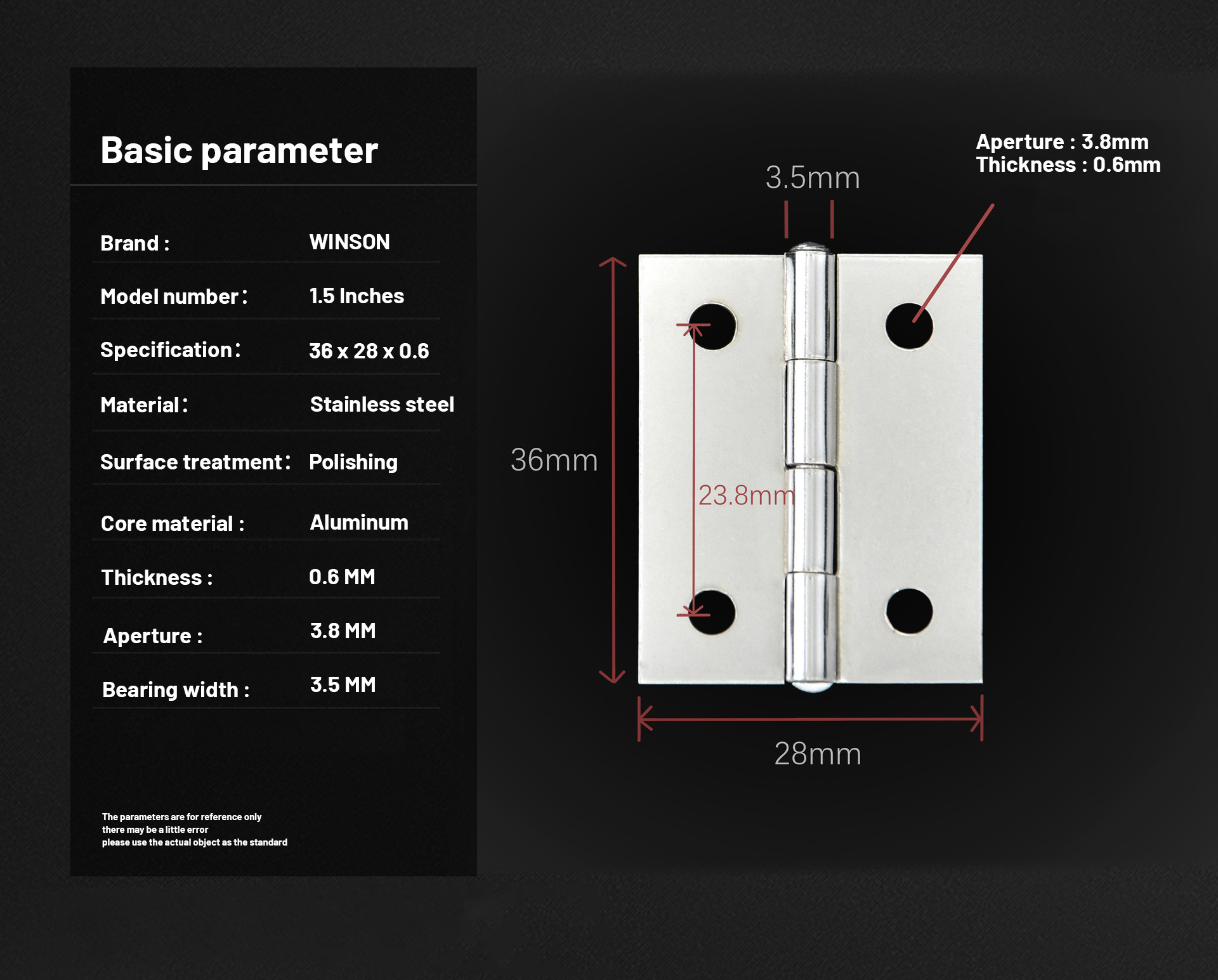 (20 PCS) High-grade 304 stainless steel door hinge small hinge (each ...
