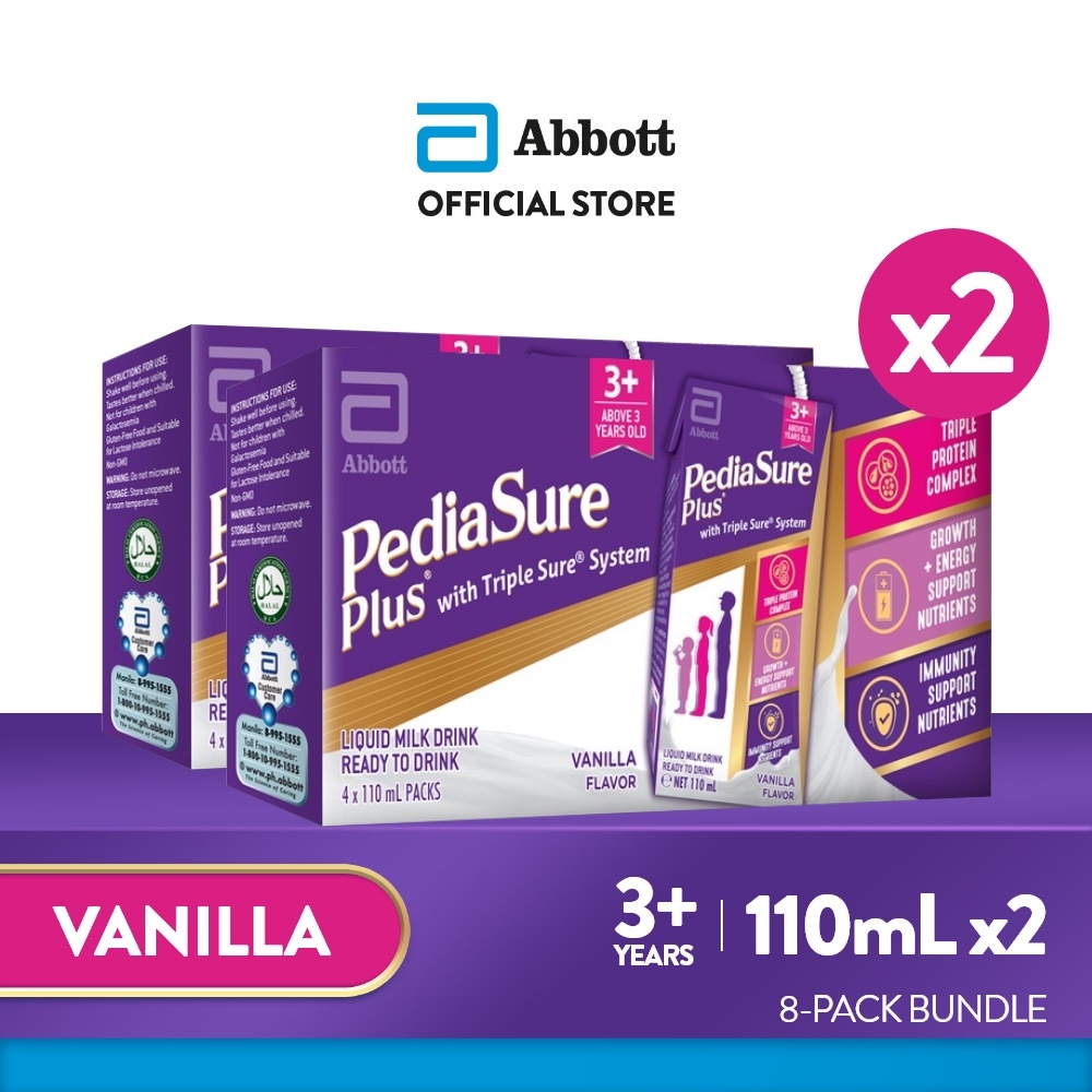 Pediasure Plus Ready to Drink Vanilla 110ML x 4 For Kids Above 3 Years ...