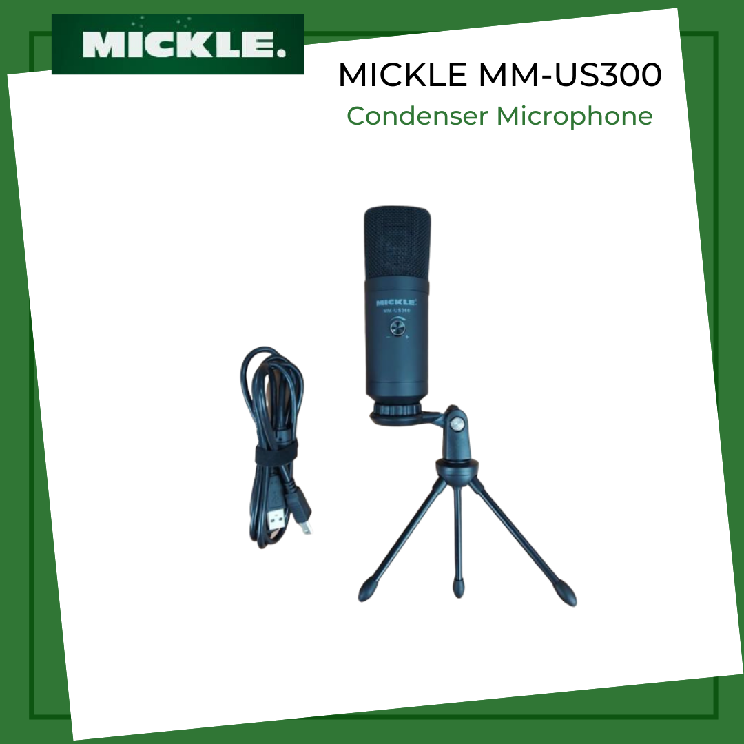 MICKLE MM-US300 USB Condenser Microphone w/ Volume Control & Headphone ...