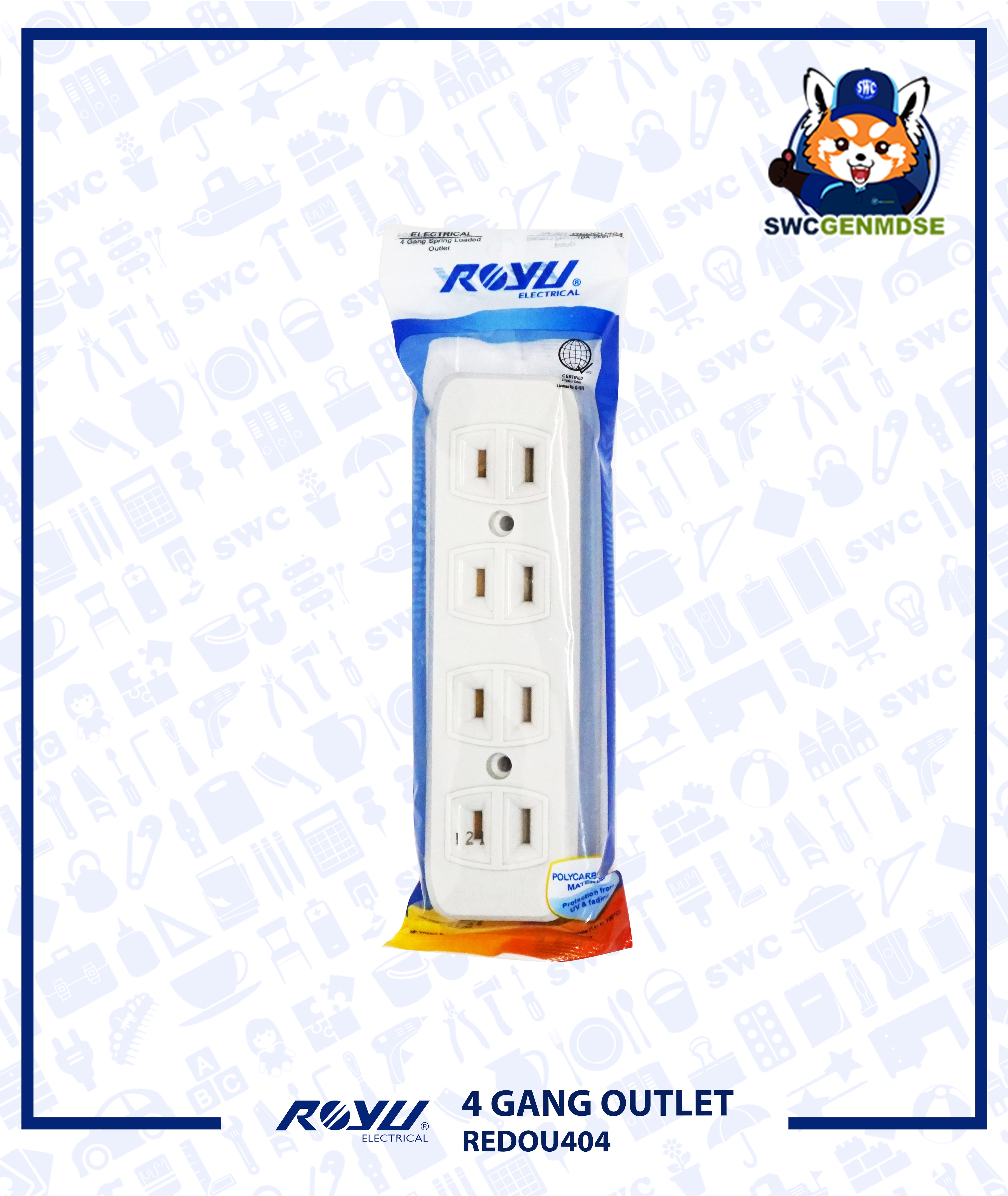 Original ROYU 4 Gang Spring Loaded Outlet | REDOU404 10A 250V~ | Lazada PH
