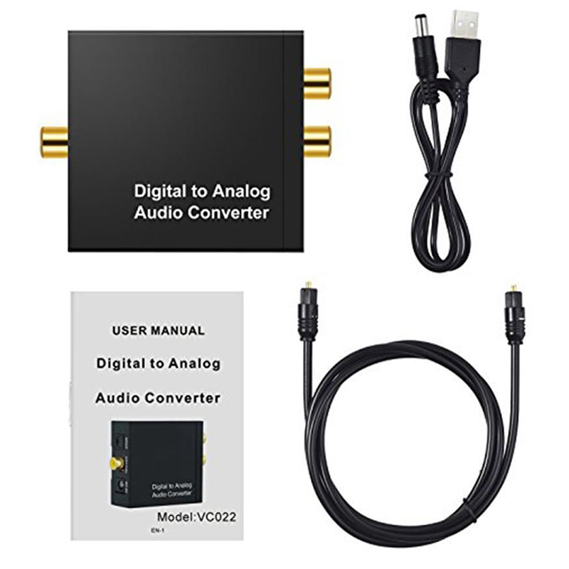 Portable 3.5mm Jack Coaxial Optical Fiber Digital to Analog Audio AUX ...