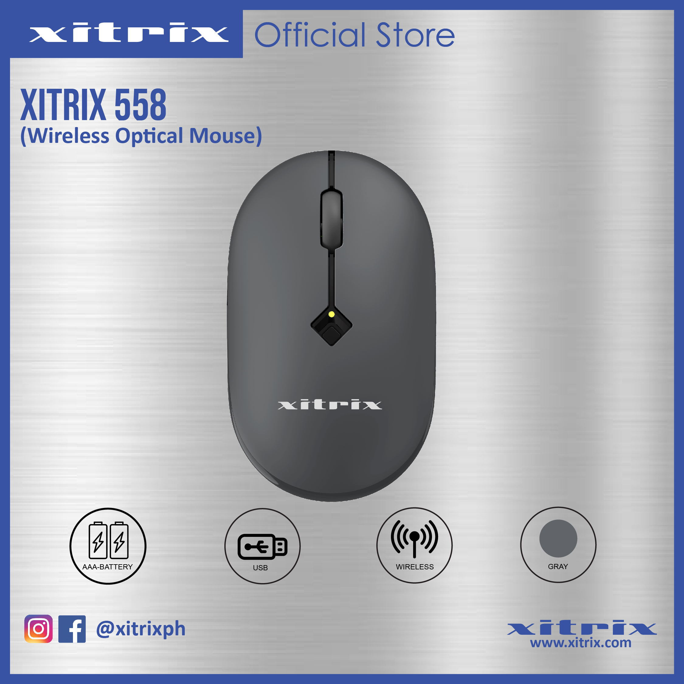 Xitrix Essential Wireless Optical Mouse w/ 2.4GHz USB Wireless Nano ...