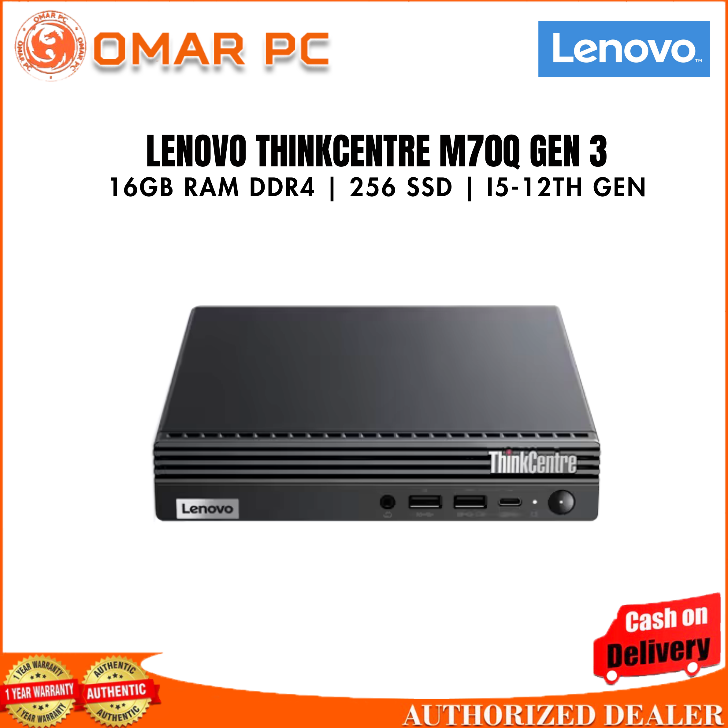 LENOVO THINKCENTRE M70Q G3, i5 12TH GEN, 16GB RAM DDR4, 256GB NVME ...