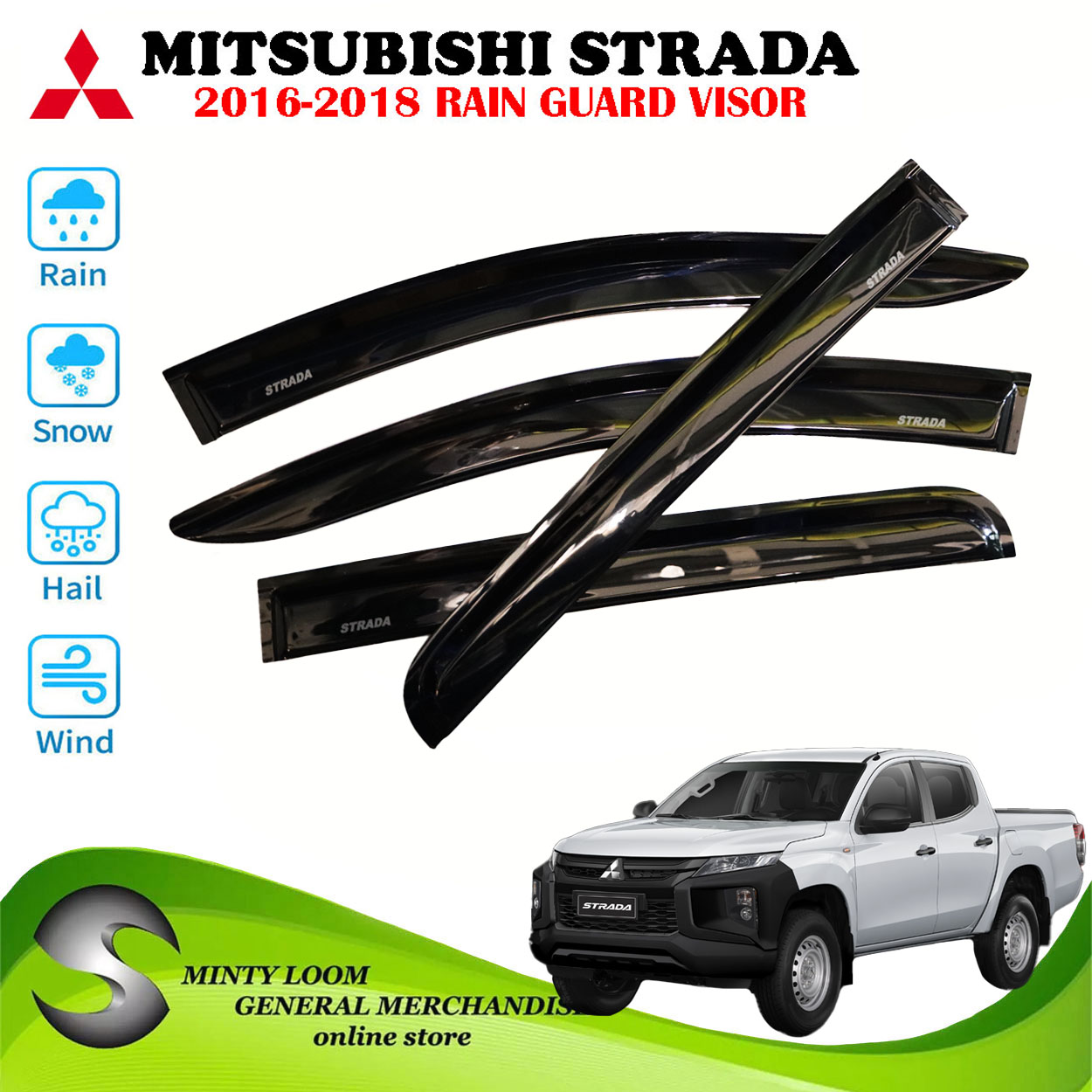 Mitsubishi Strada (2016-2018) rain guard window visor | Lazada PH