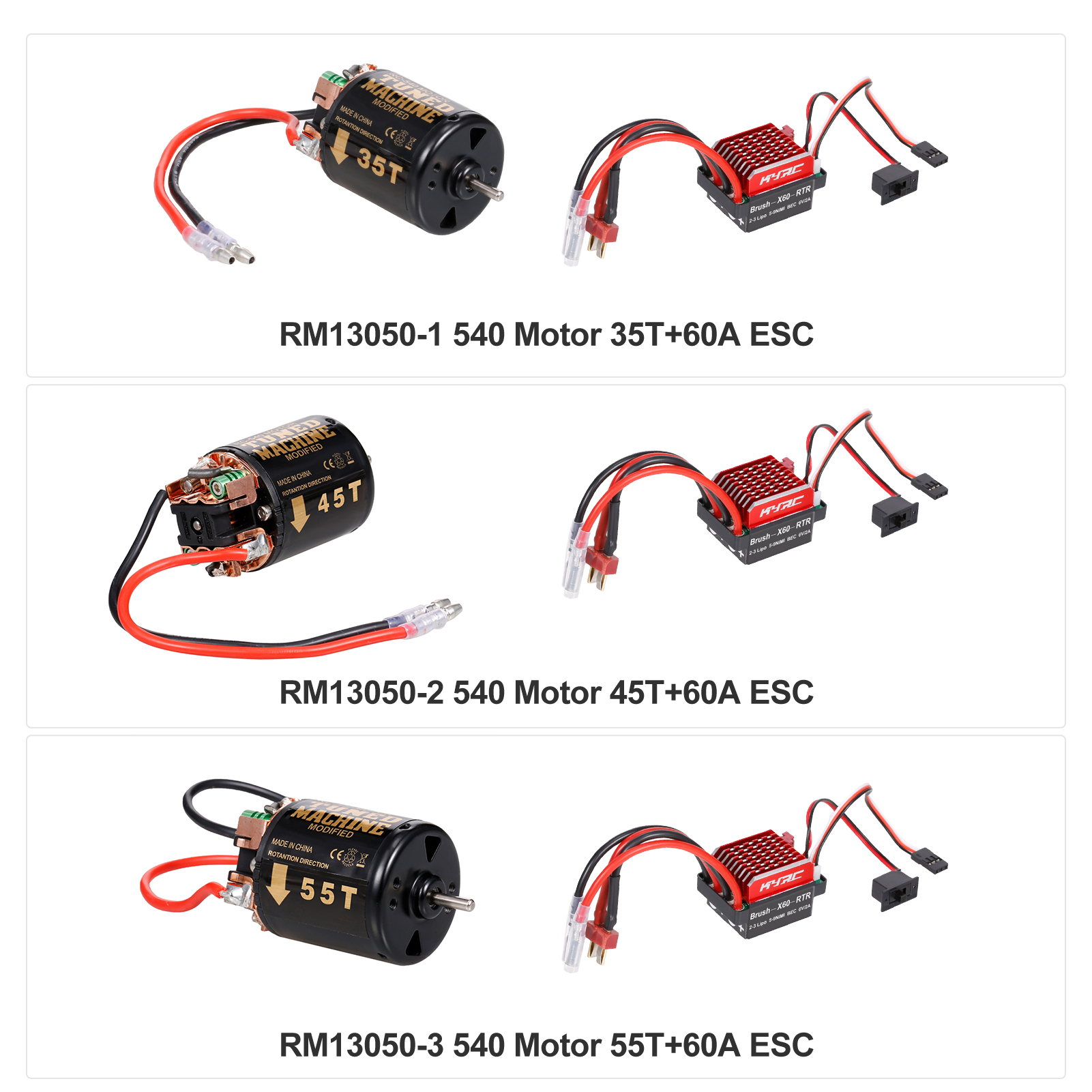 540 Brushed Motor RC Crawler Motor 45T 3-Slot and 60A ESC RC Car ESC ...