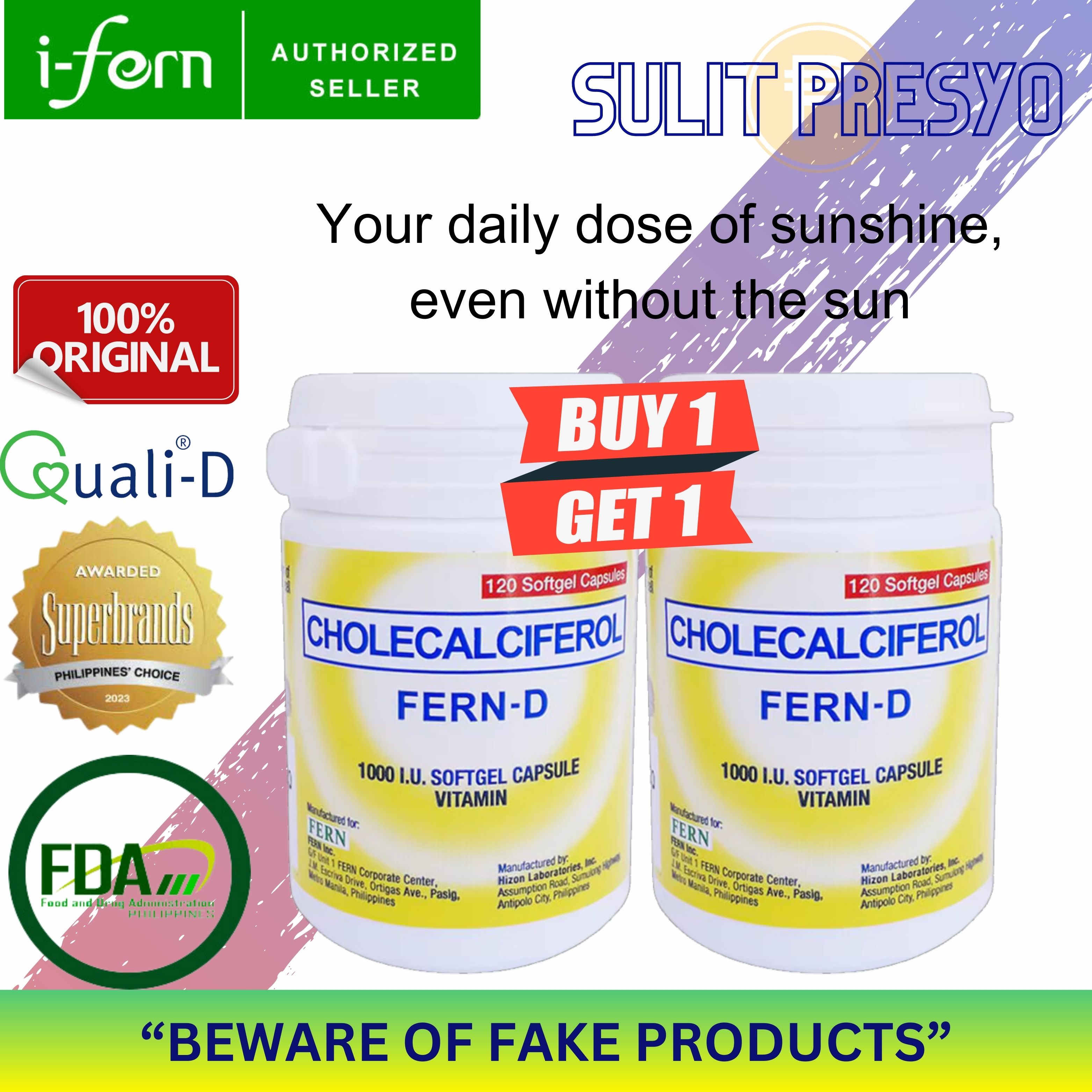 I-Fern Fern D Vitamin D 120 Capsules | Lazada PH