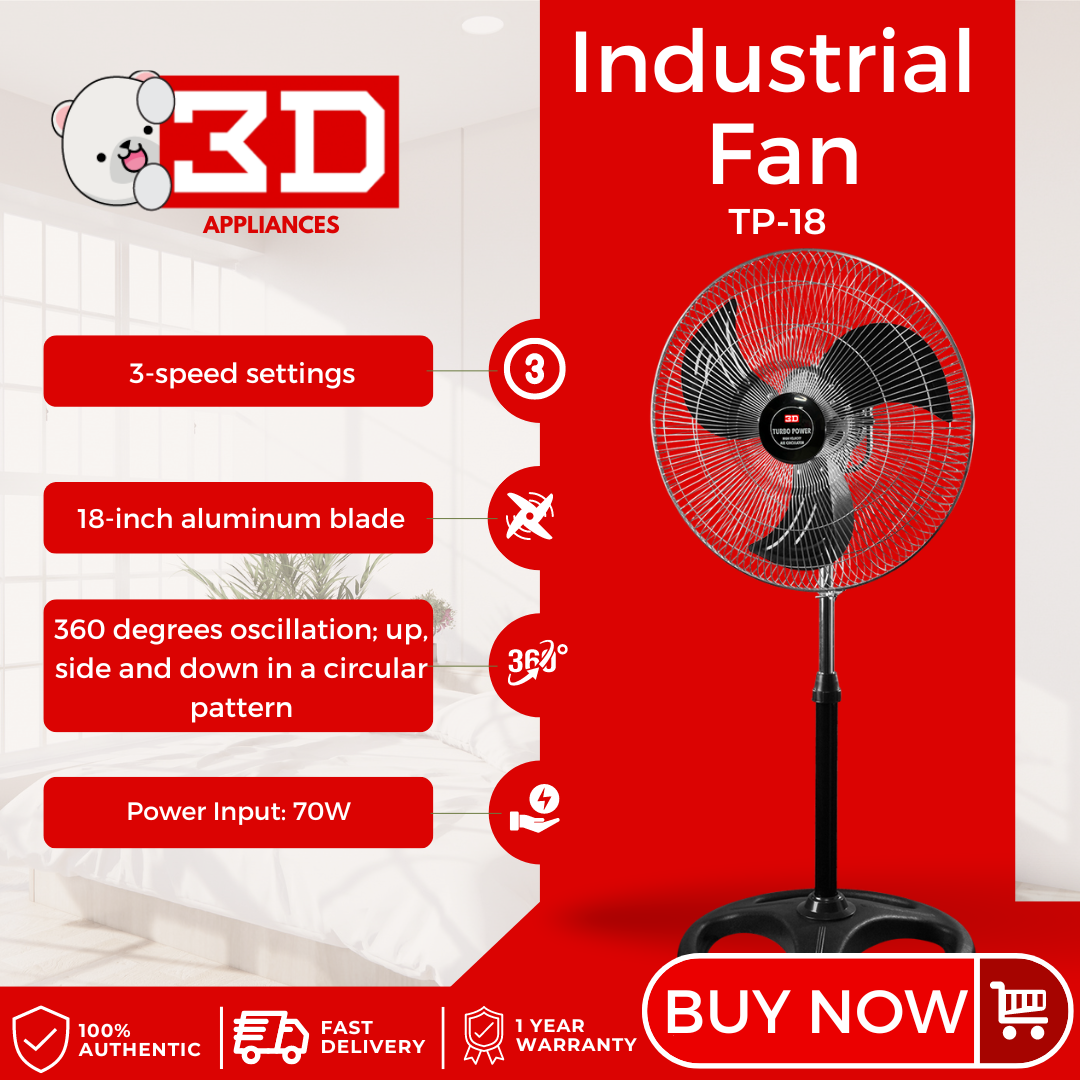 3D TP-18 Oscillating Industrial Fan | Lazada PH