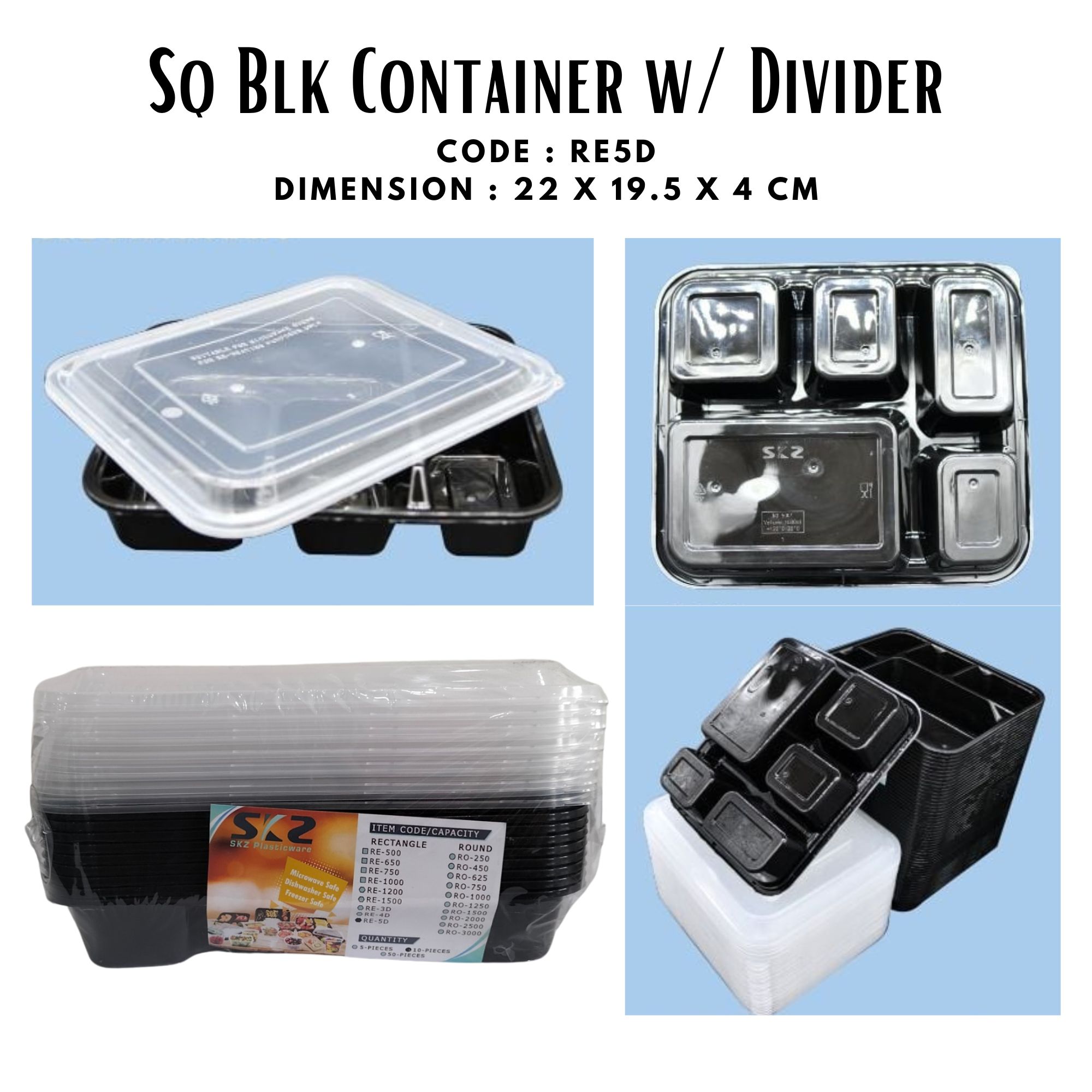 [ON HAND] SQ BLK CONTAINER W/ DIVIDER /TUPPERWARE /PLASTIC FOOD ...