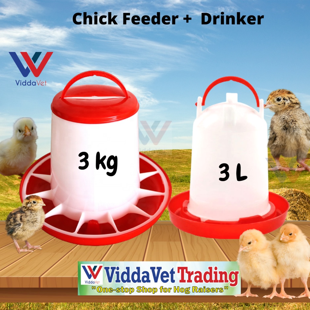SET 3 Liters Imported Poultry Drinker + 3 kgs Imported Chick Feeder ...
