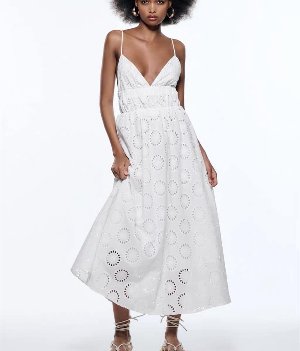 Clothes Outfit Spag Eyelet Dress #6817 | Lazada PH