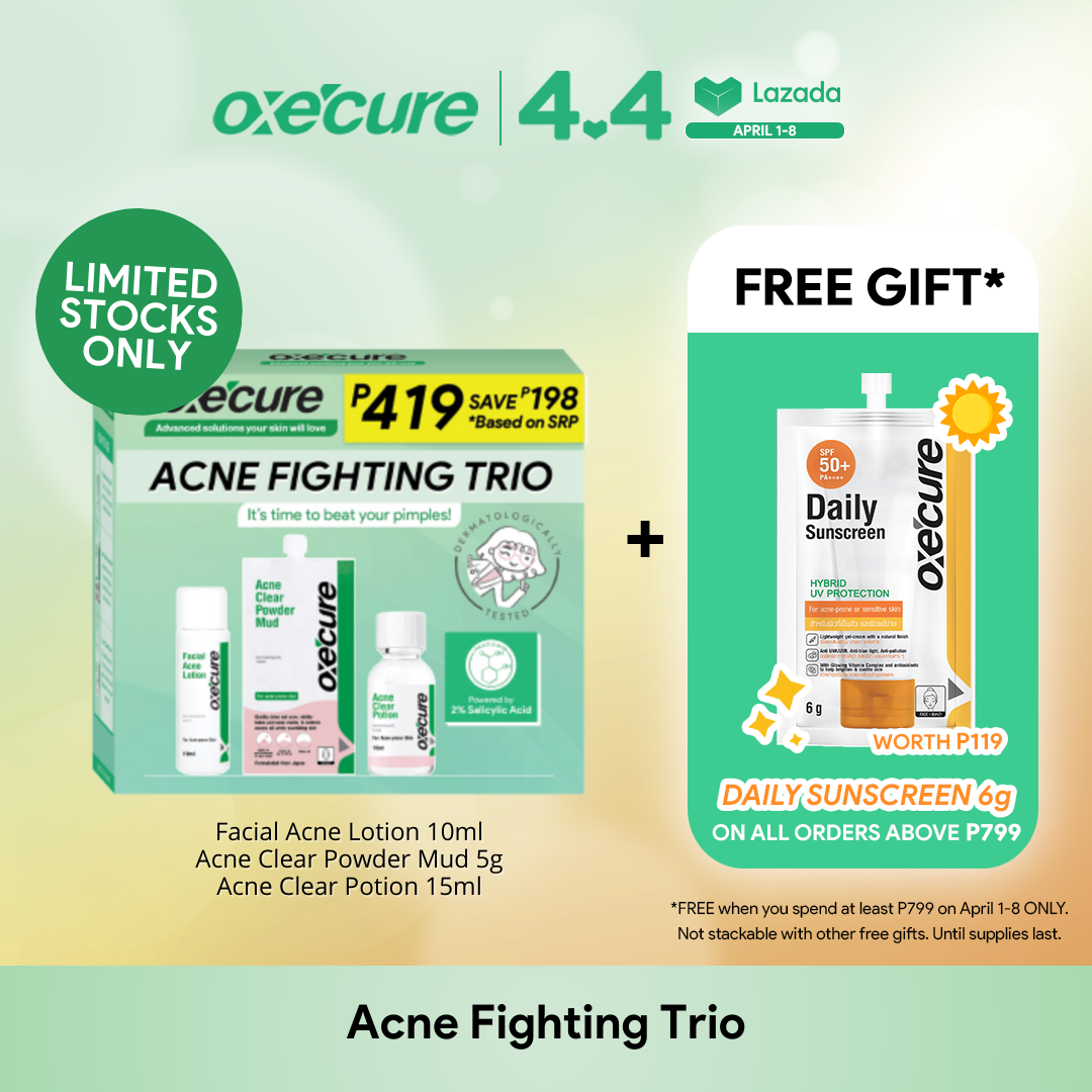 OXECURE Acne Fighting Trio (Facial Acne Lotion 10ml, Powder Mud 5g ...