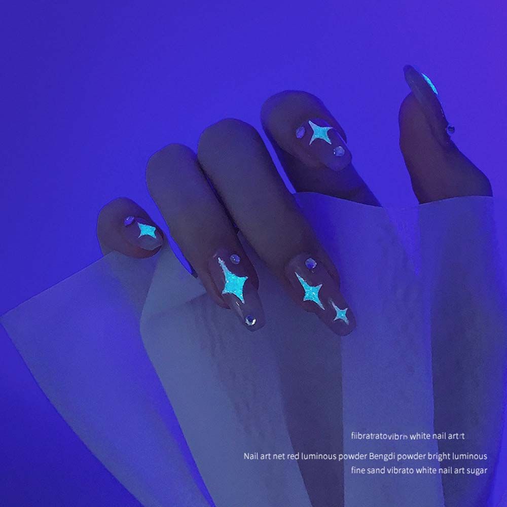 WEANBU ญี่ปุ่นเรืองแสงในที่มืดแฟลชเสน่ห์ทำเล็บมือ DIY ตกแต่งเล็บน้ำตาลผงเล็บผงแวววาว - weanbu ...