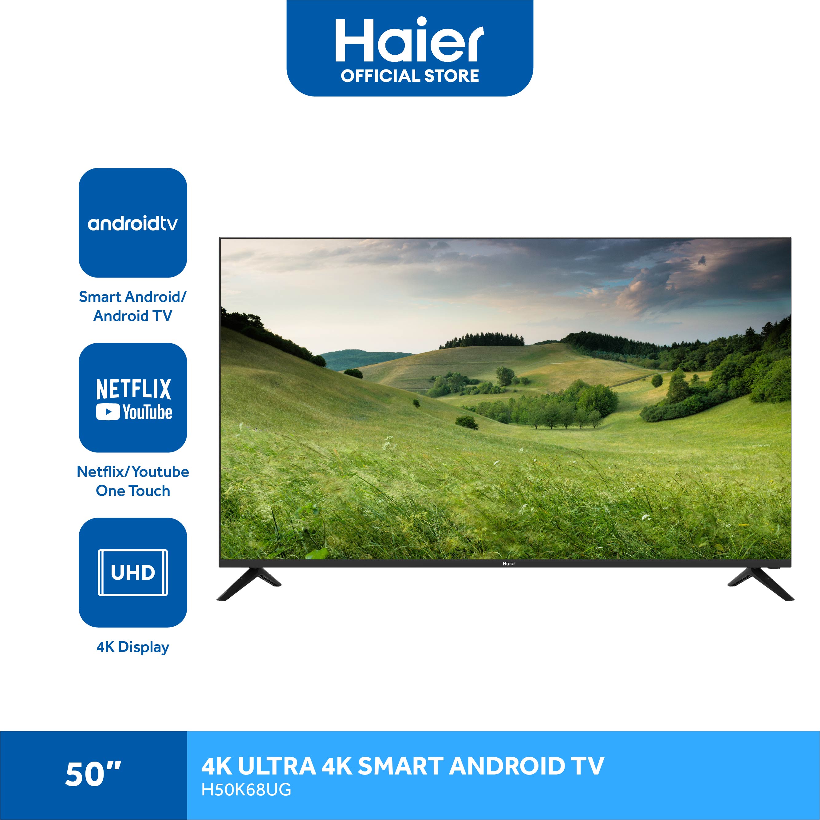 Haier H50K68UG 50 Inch 4K UHD Smart Android 11 TV (Netflix & Youtube ...
