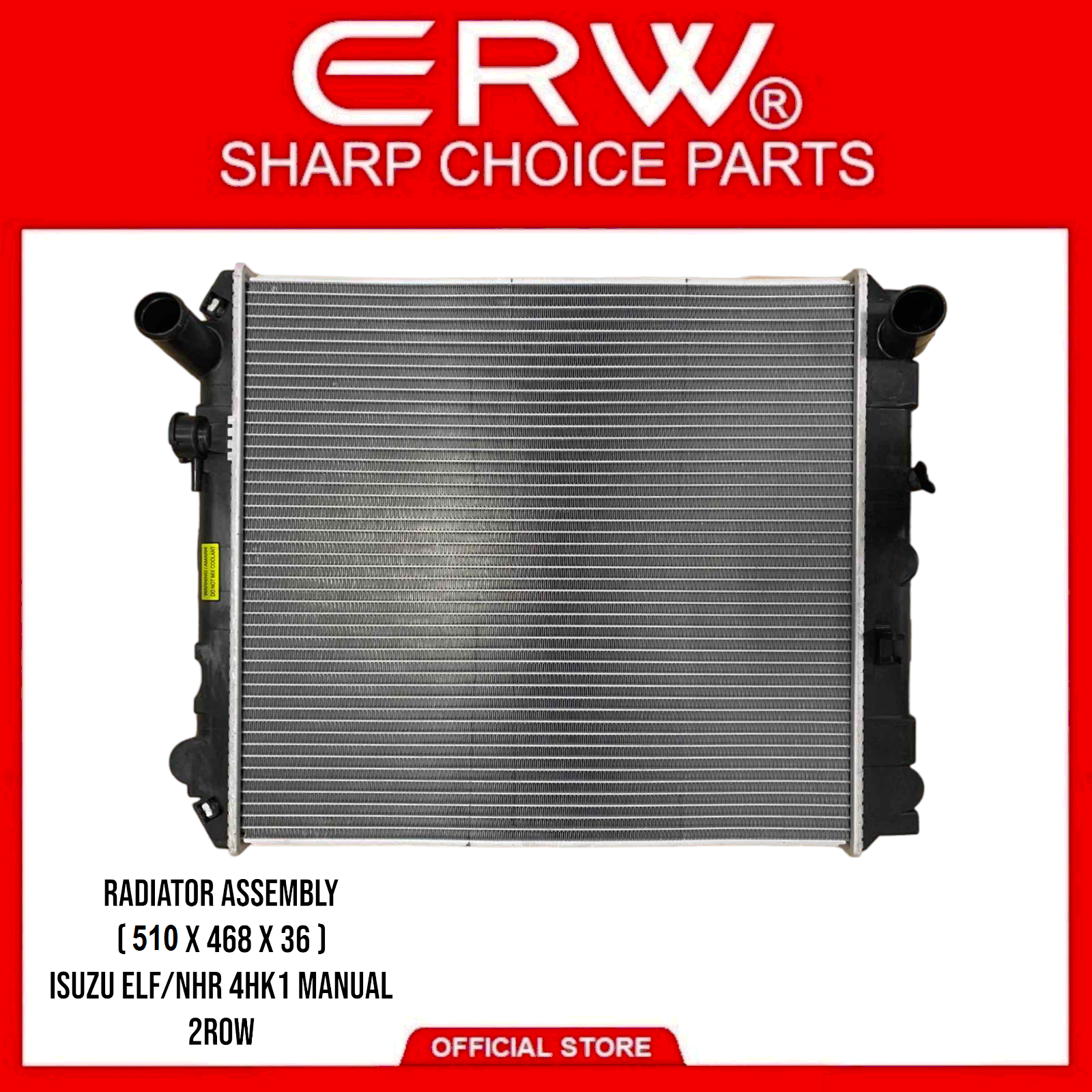 RADIATOR FOR FOR ISUZU ELF / NHR 4HK1 MANUAL 2ROW ( PLASTIC ) ( 510 X ...
