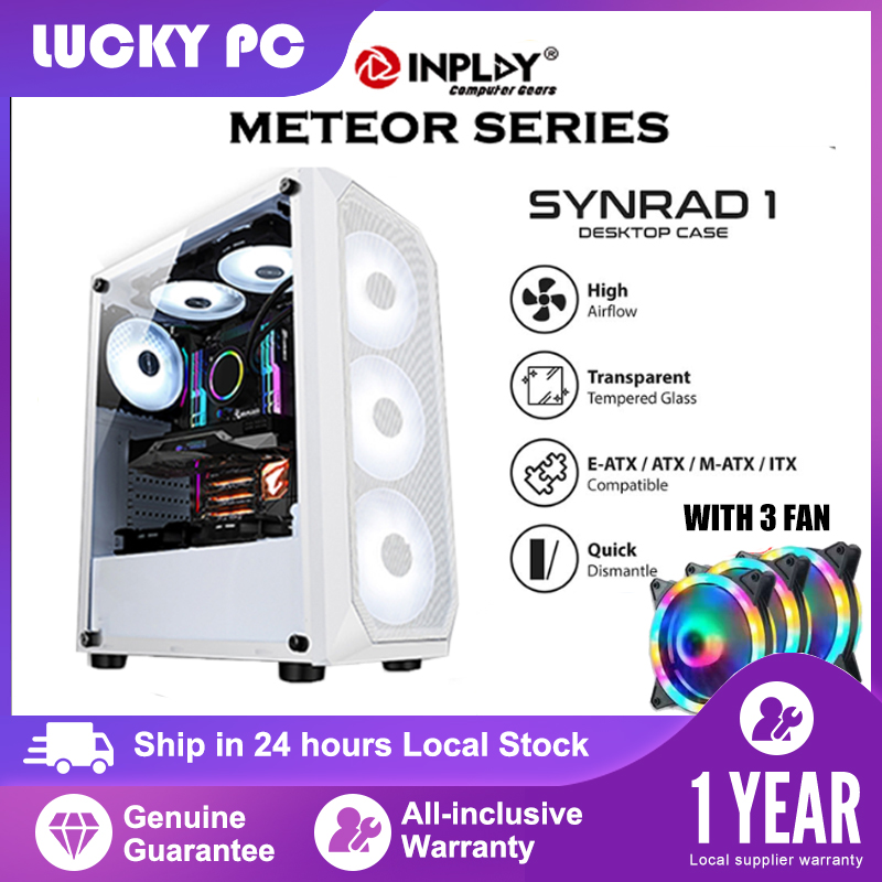 PC Case with Fan Desktop Computer Set Matx ATX Gaming Tempered Glass ...