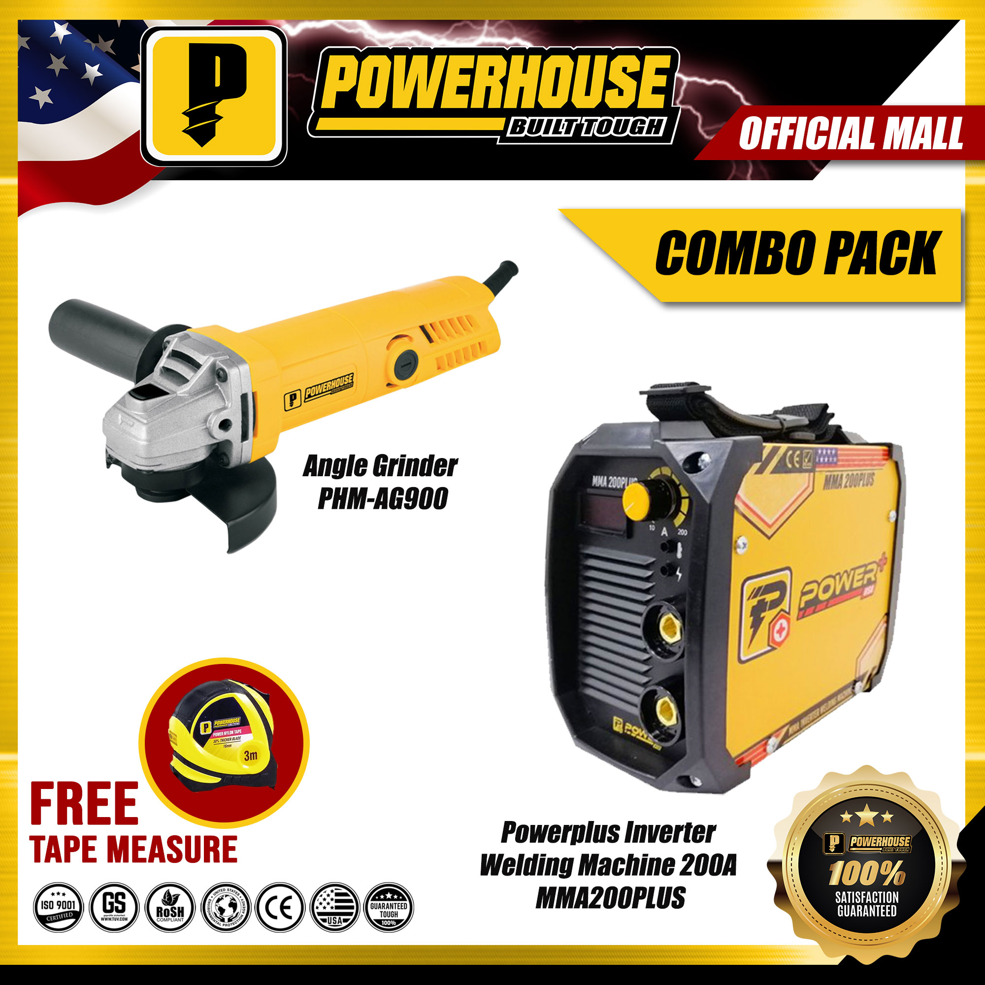[COMBO] POWERHOUSE Powerplus Inverter Welding Machine 200A MMA200PLUS ...