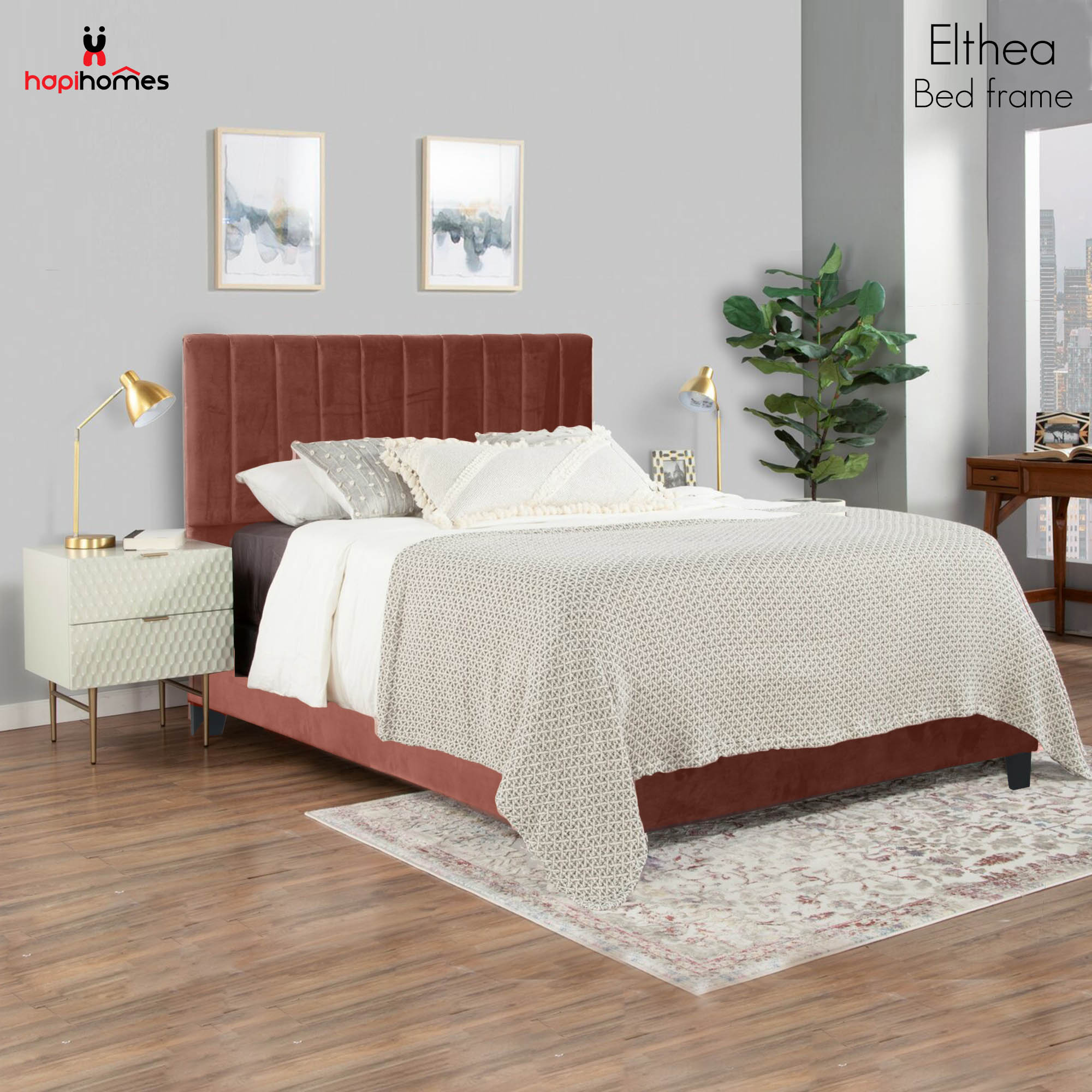 Hapihomes Elthea Upholstered Bed Frame 48x75 (Semi-Double) (Home ...