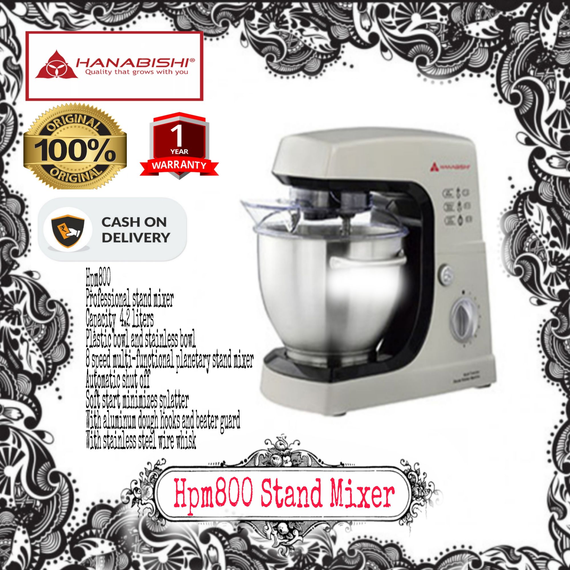 Hanabishi Professional Stand Mixer HPM800 | Lazada PH
