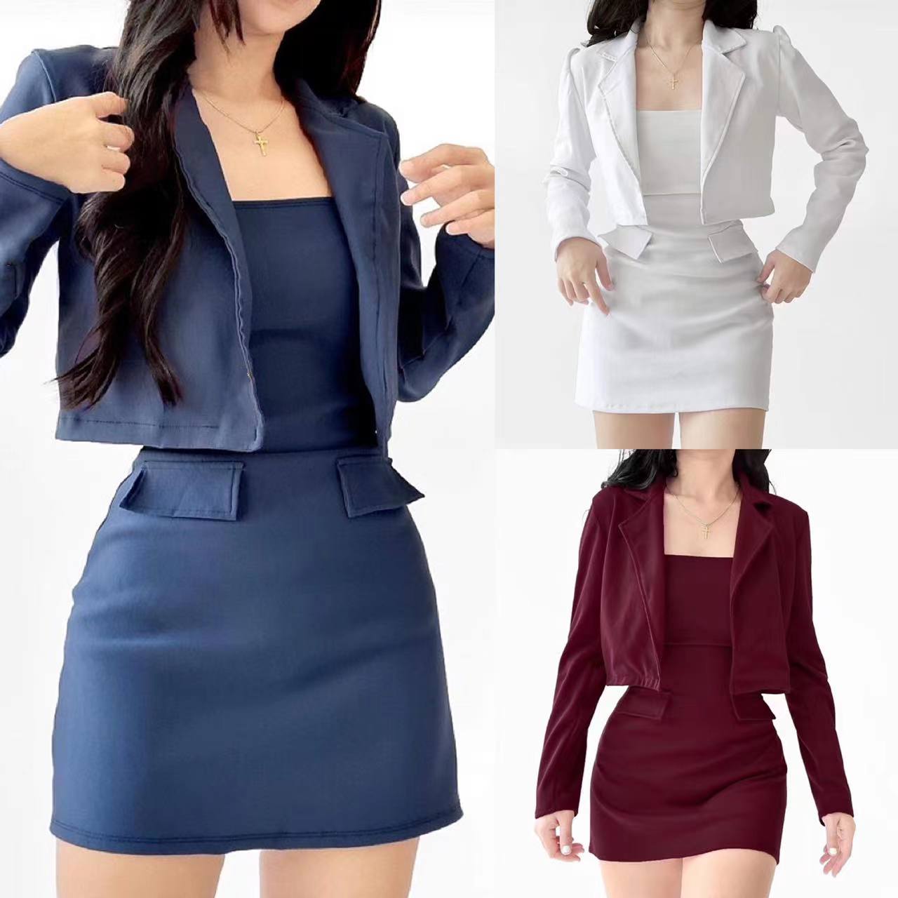 Spaghetti Dress with Blazer 2 in 1 Office Outwear New Trend | Lazada PH