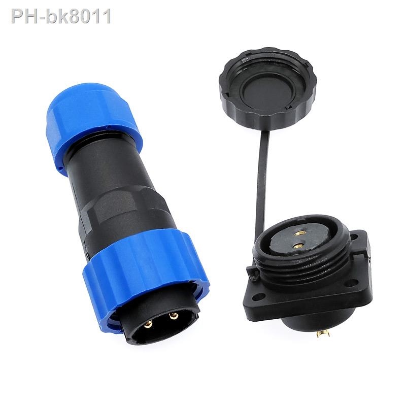 SP20 waterproof connector plug and socket with flange 4 hole IP68 2 pin ...