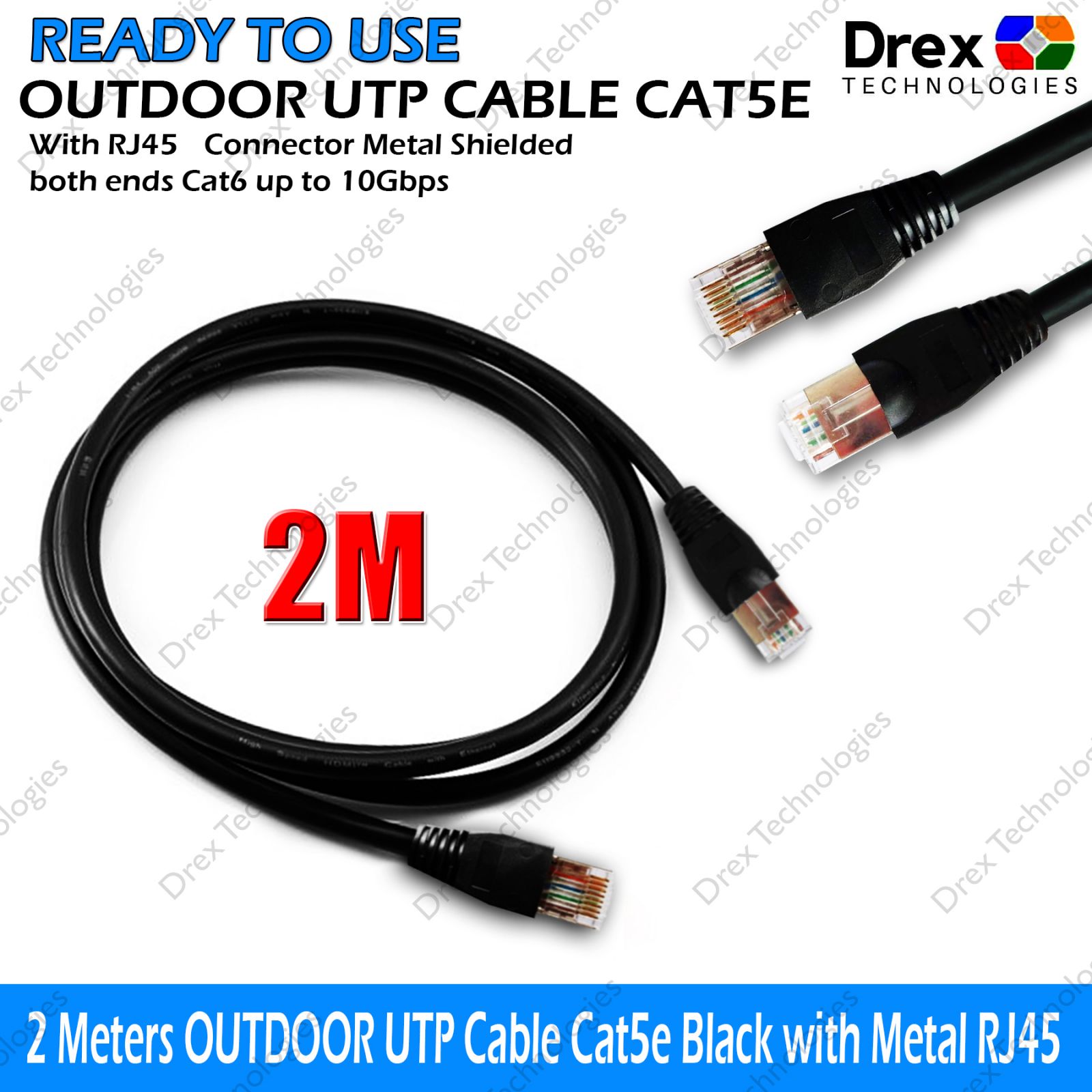 2M Cat5 Outdoor UTP Lan Cable Cat5/ Cat5e with Rj45 Metal Shielded Ready To Use 2 Meters | Lazada PH