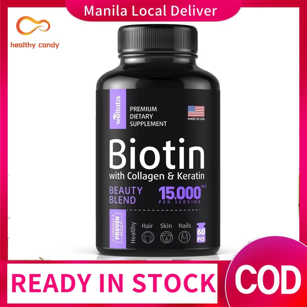 Biotin 10000MCG Extra Strength 60 Vegetarian Capsules Collagen Biotin ...