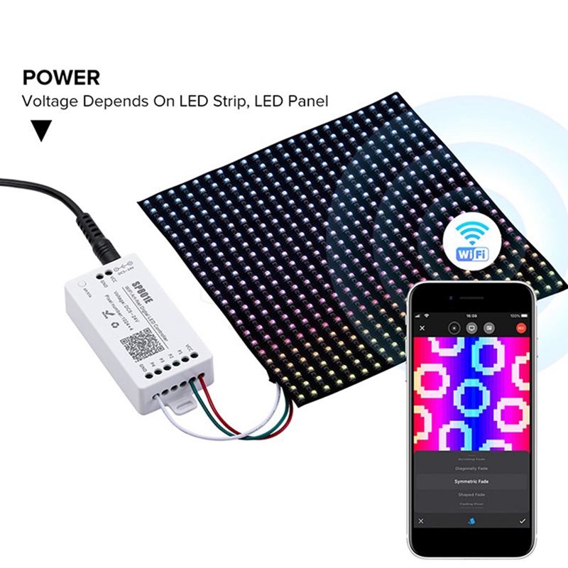 SP801E Wifi Art-Net LED Controller LED Matrix Panel Module WS2812B WS2811 Light Strip Wireless ...