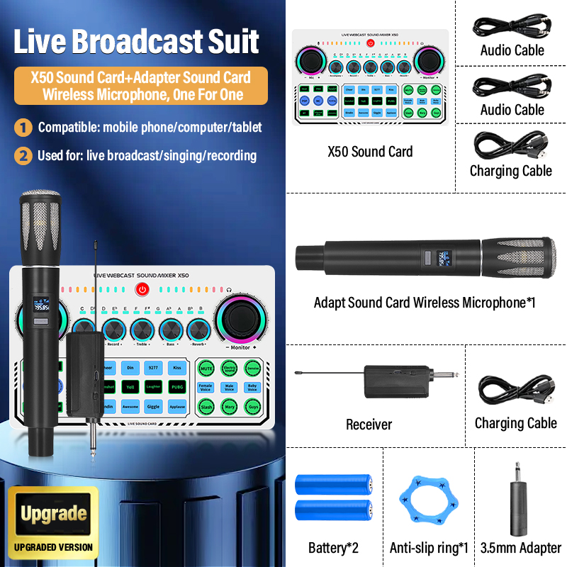 X50 Live Soundcard Mixer Broadcast Recording Sound Card Live Audio ...