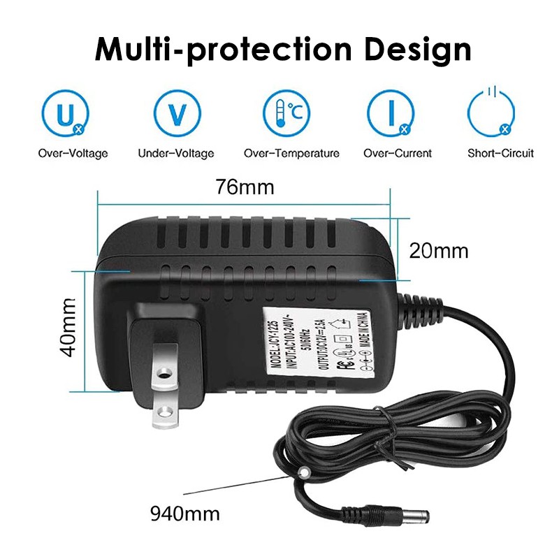 12V 2A AC/DC Adapter Charger Power Supply For CCTV Security / TV Plus ...