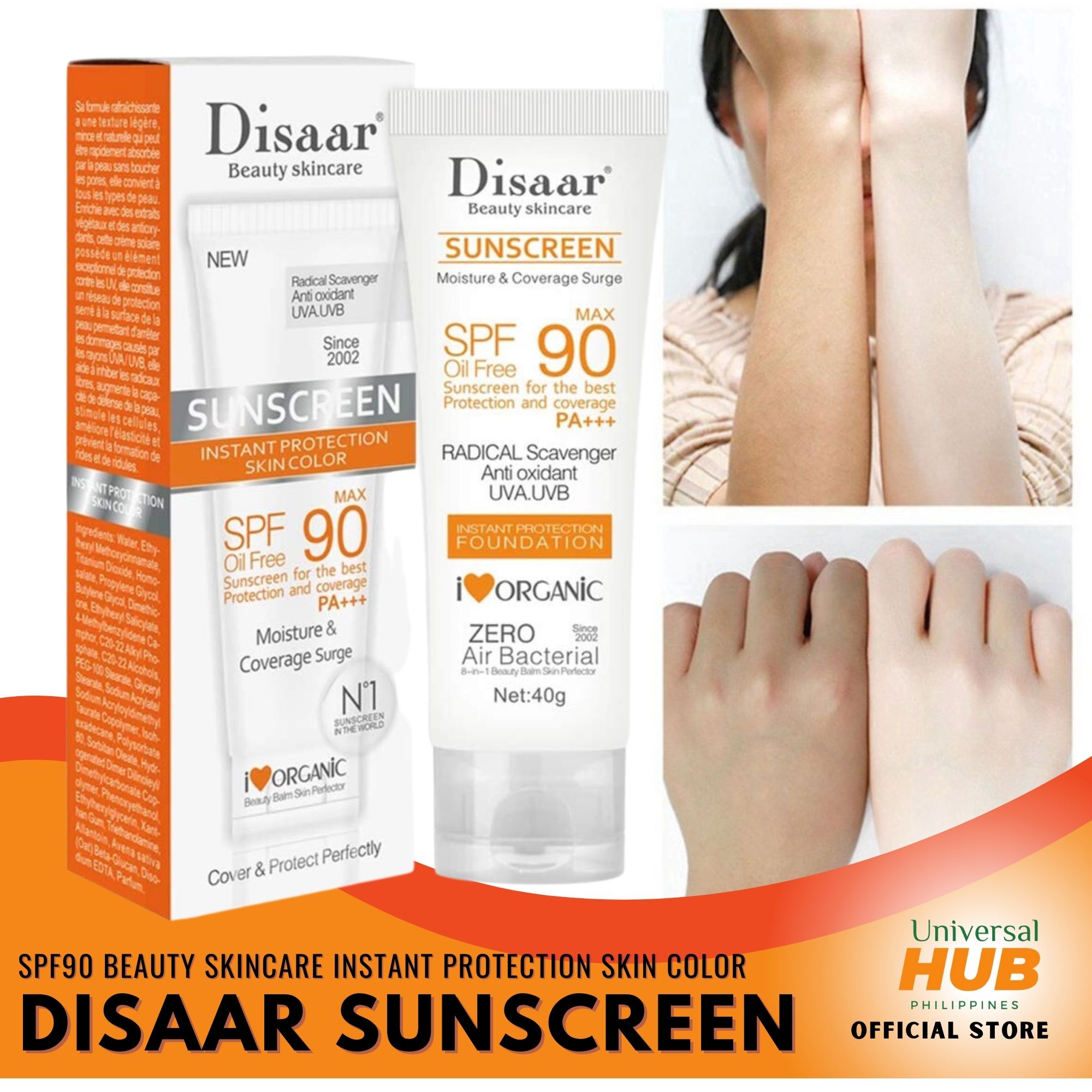 Disaar Facial Sunscreen Cream SPF 90 PA+ Moisturizing Skin Protect ...